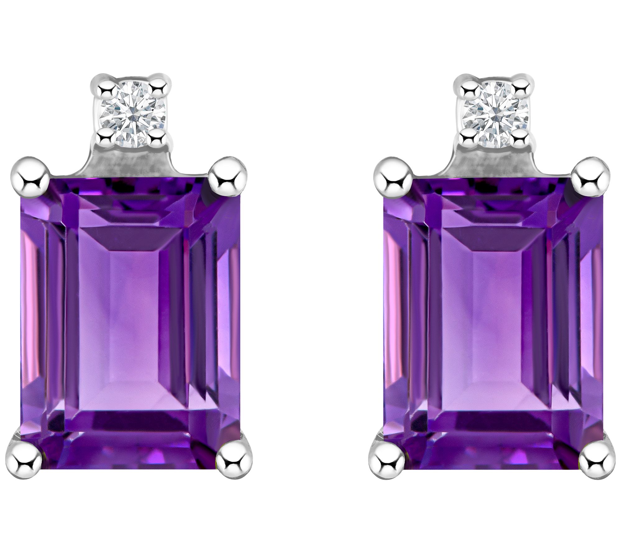 14K Gold 1.10 cttw Amethyst Diamond Accent Earrings - QVC.com