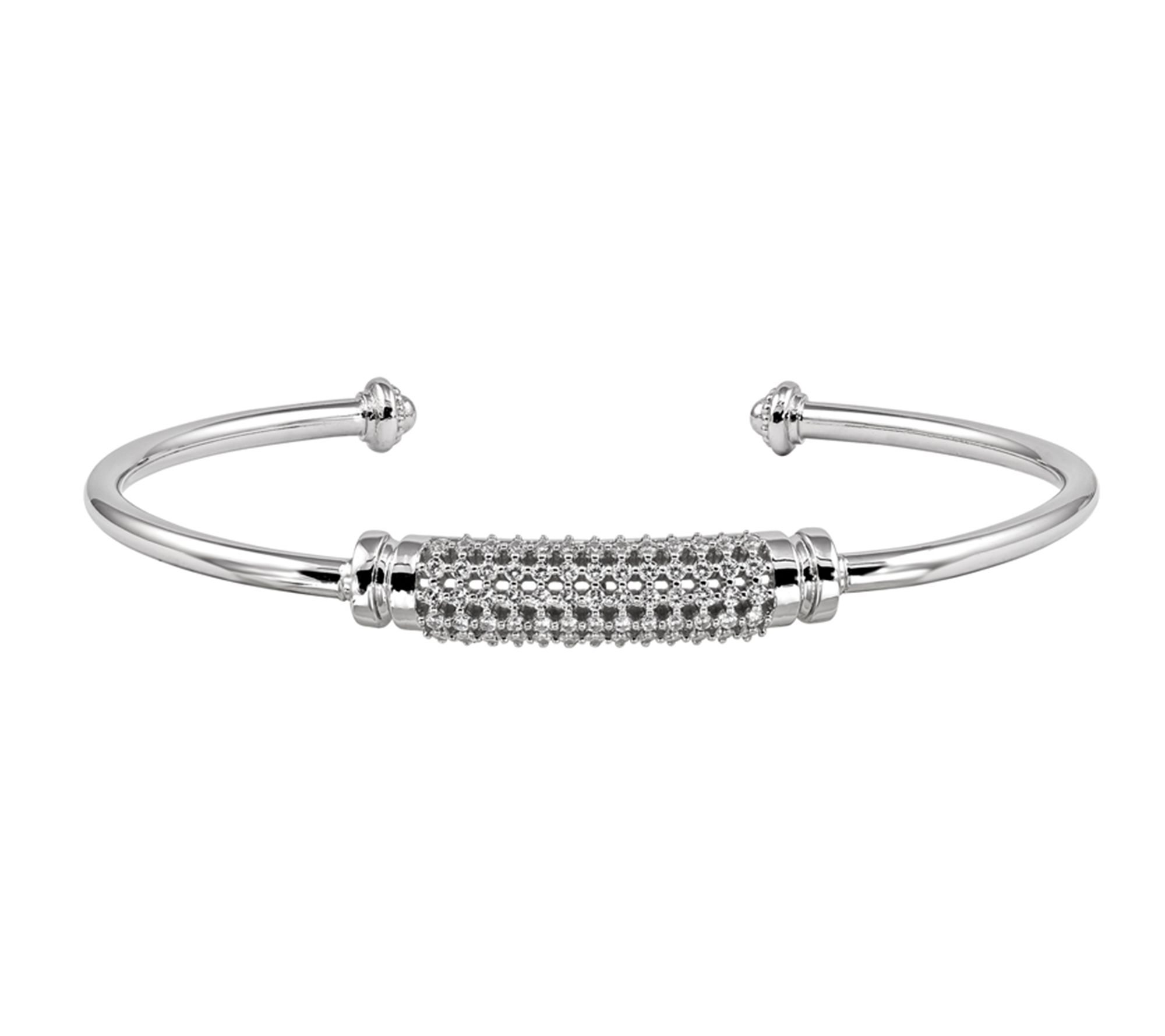 Sterling Crystal Cuff Bangle, 7.3g - QVC.com