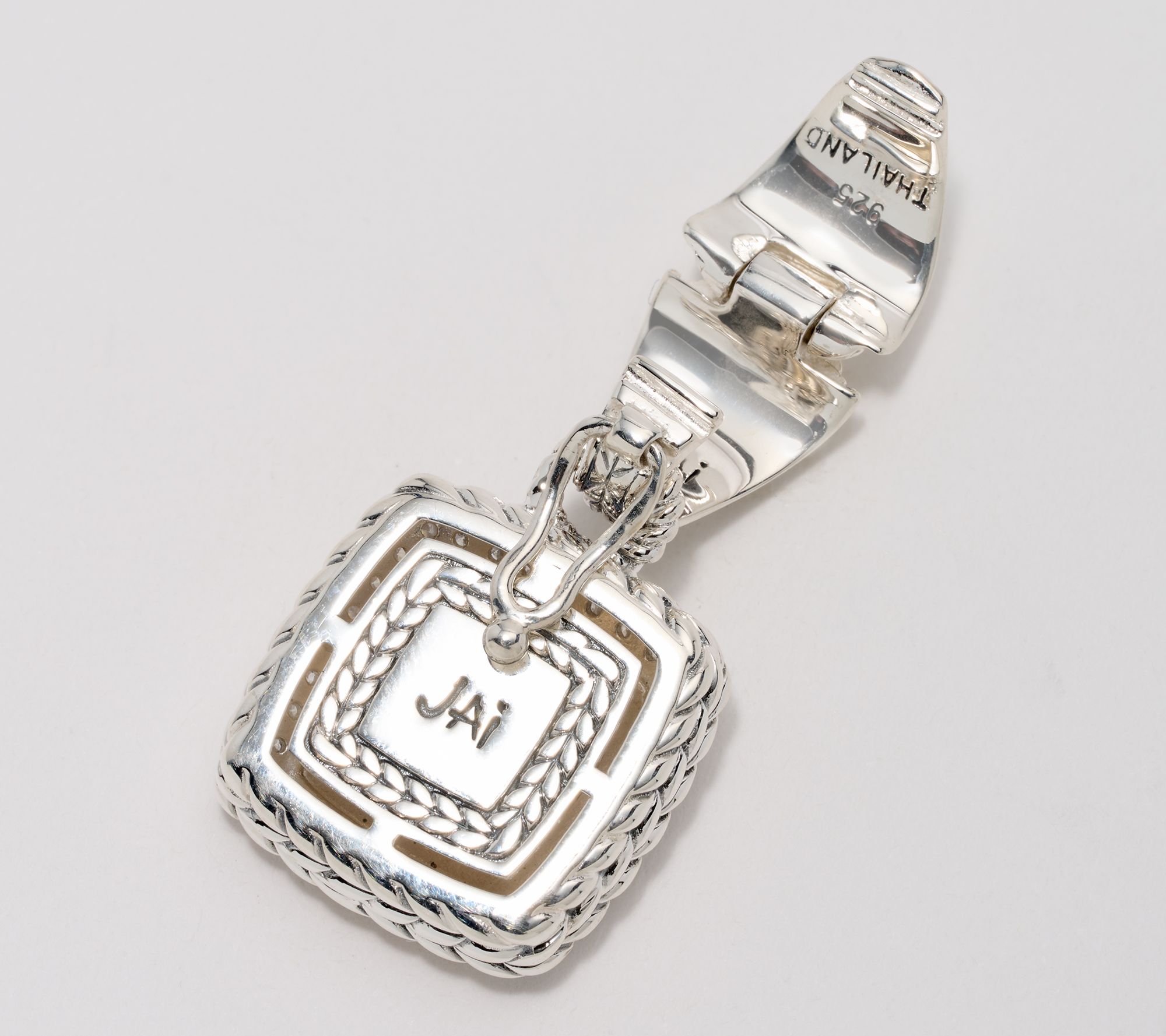 JAI Sterling Silver Sapphire & Diamond Cushion Enhancer - QVC.com