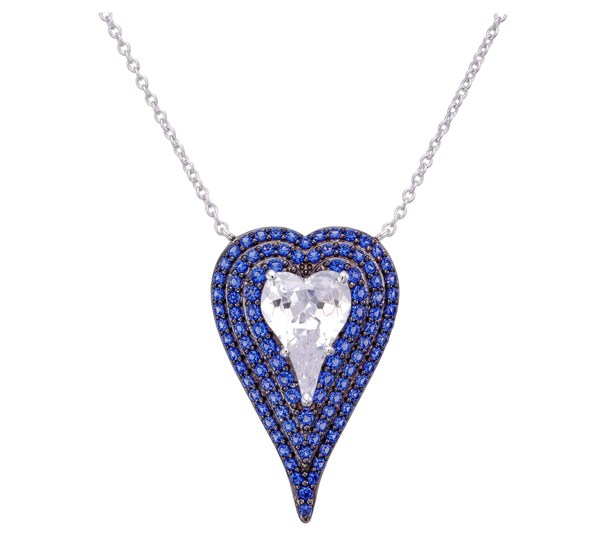 Diamonique x Jennifer Miller Heart Halo Necklace, Sterling - QVC.com