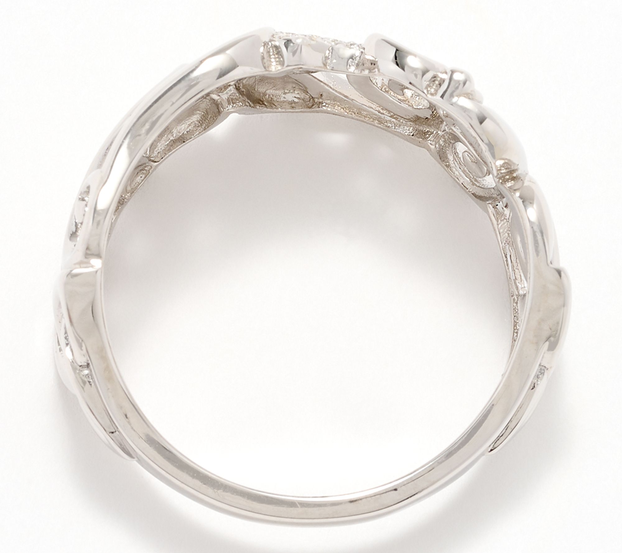 "As Is" Solvar Sterling Silver Pave Shamrock Band Ring - QVC.com