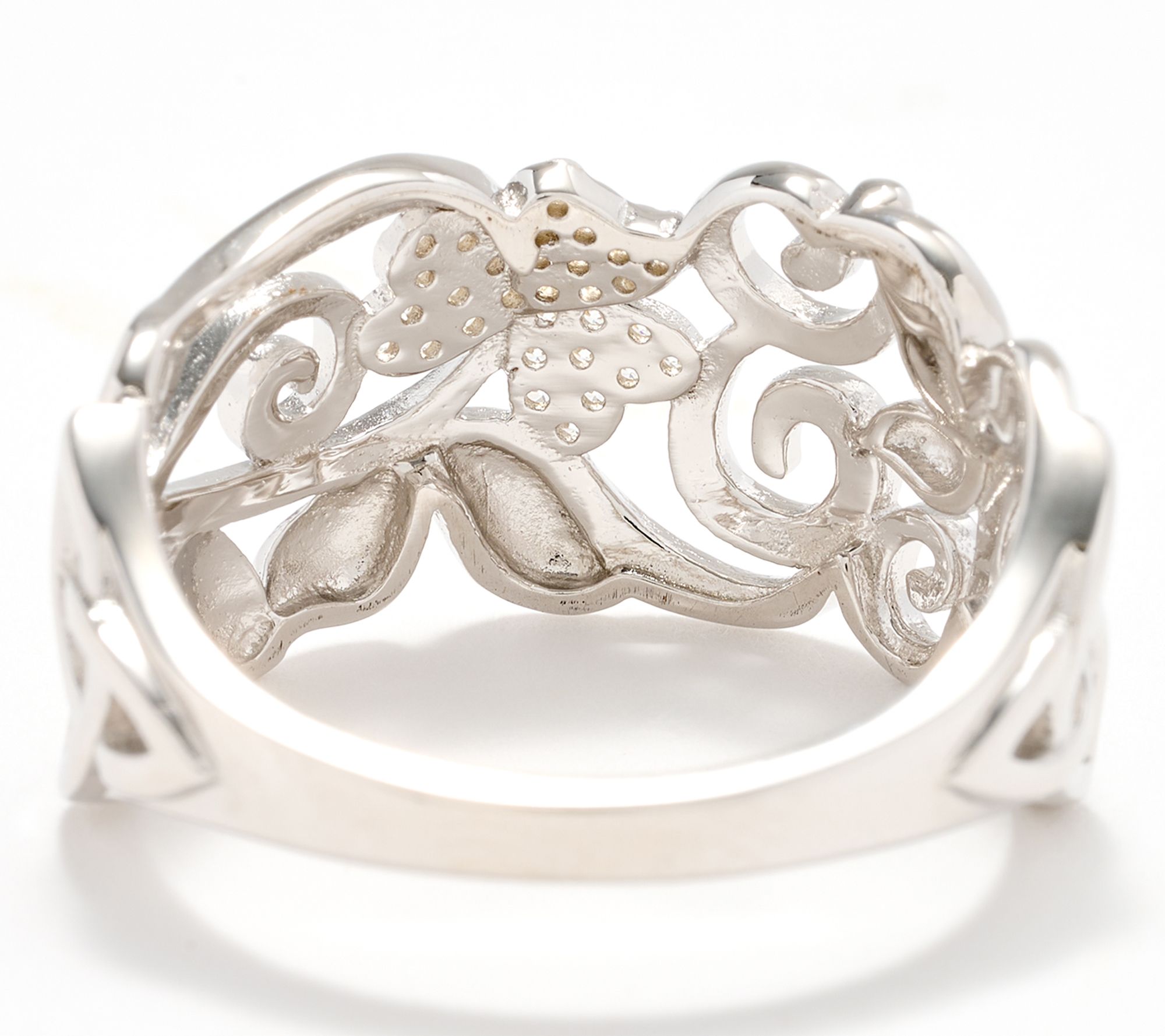 "As Is" Solvar Sterling Silver Pave Shamrock Band Ring - QVC.com