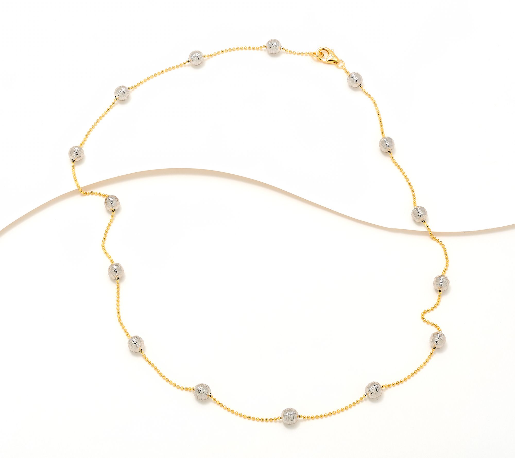 David Markstein 20" Sterling D/C Bead Stations w/ D/C Chain Necklace ...