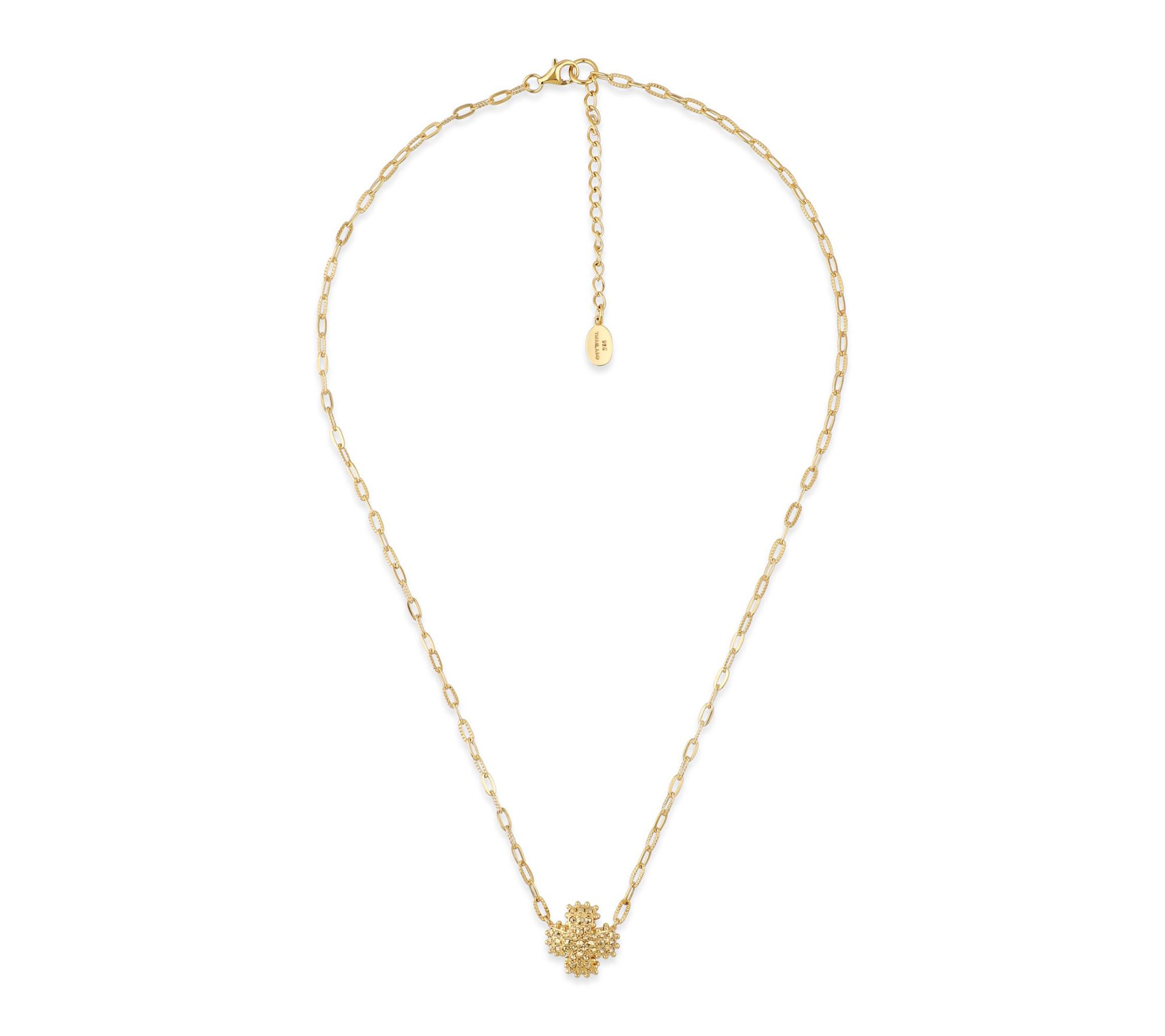 Dallas Prince 14K Clad Chrome Marcasite Pave Cross Necklace - QVC.com