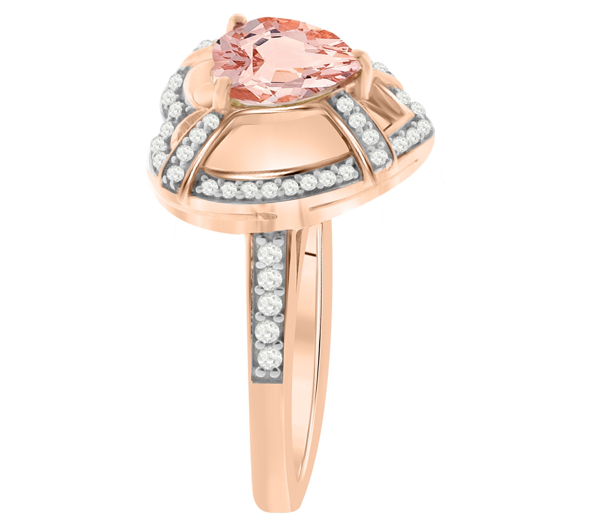 18K Rose Gold-Plated 1.60 cttw Morganite & WhiZircon Ring - QVC.com