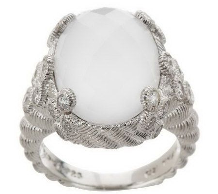 Judith Ripka Sterling Flora Diamonique & Oval Gemstone Doublet Ring ...