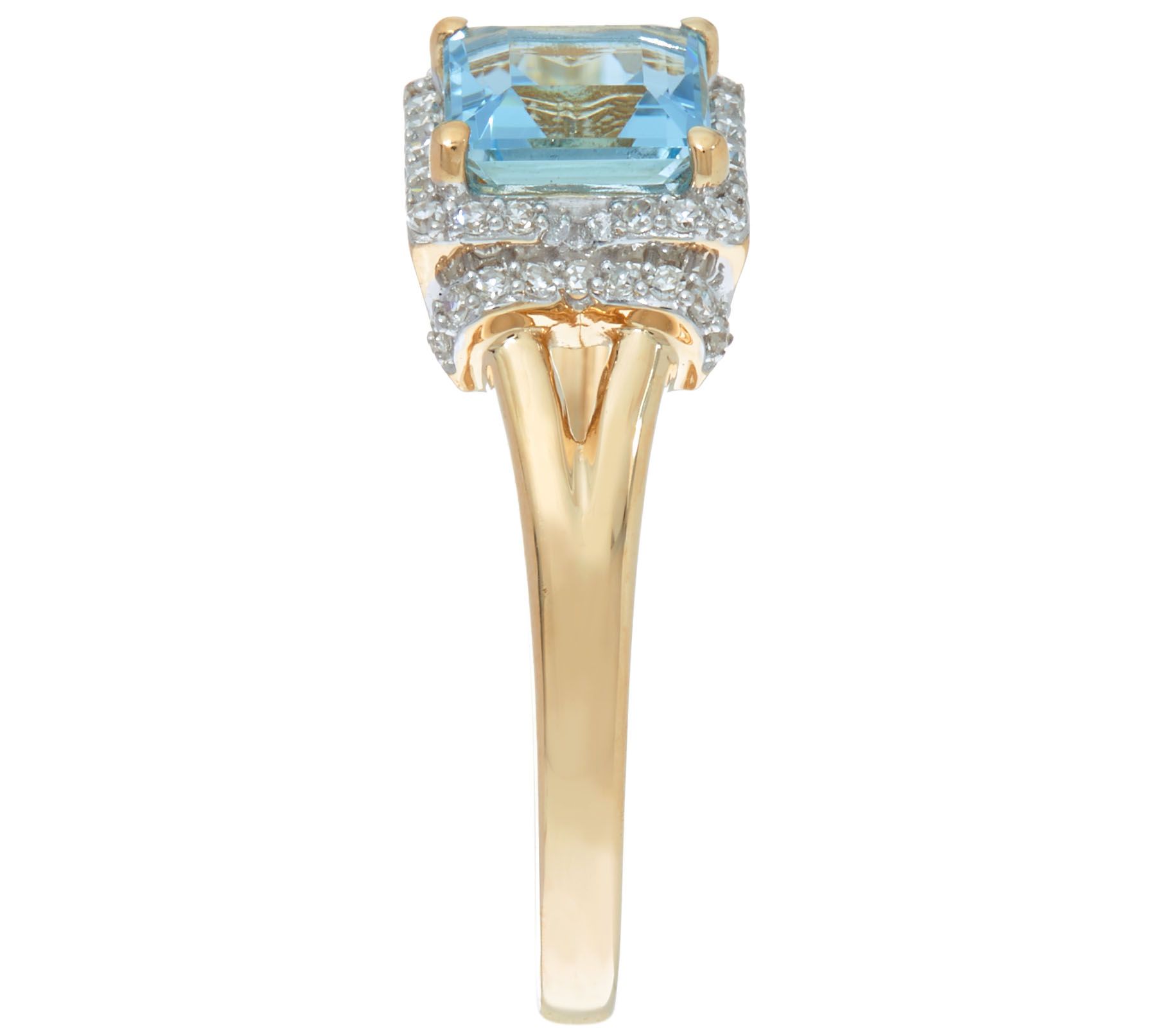 Santa Maria Aquamarine & Diamond Ring 14K Gold, 0.75 ct - QVC.com