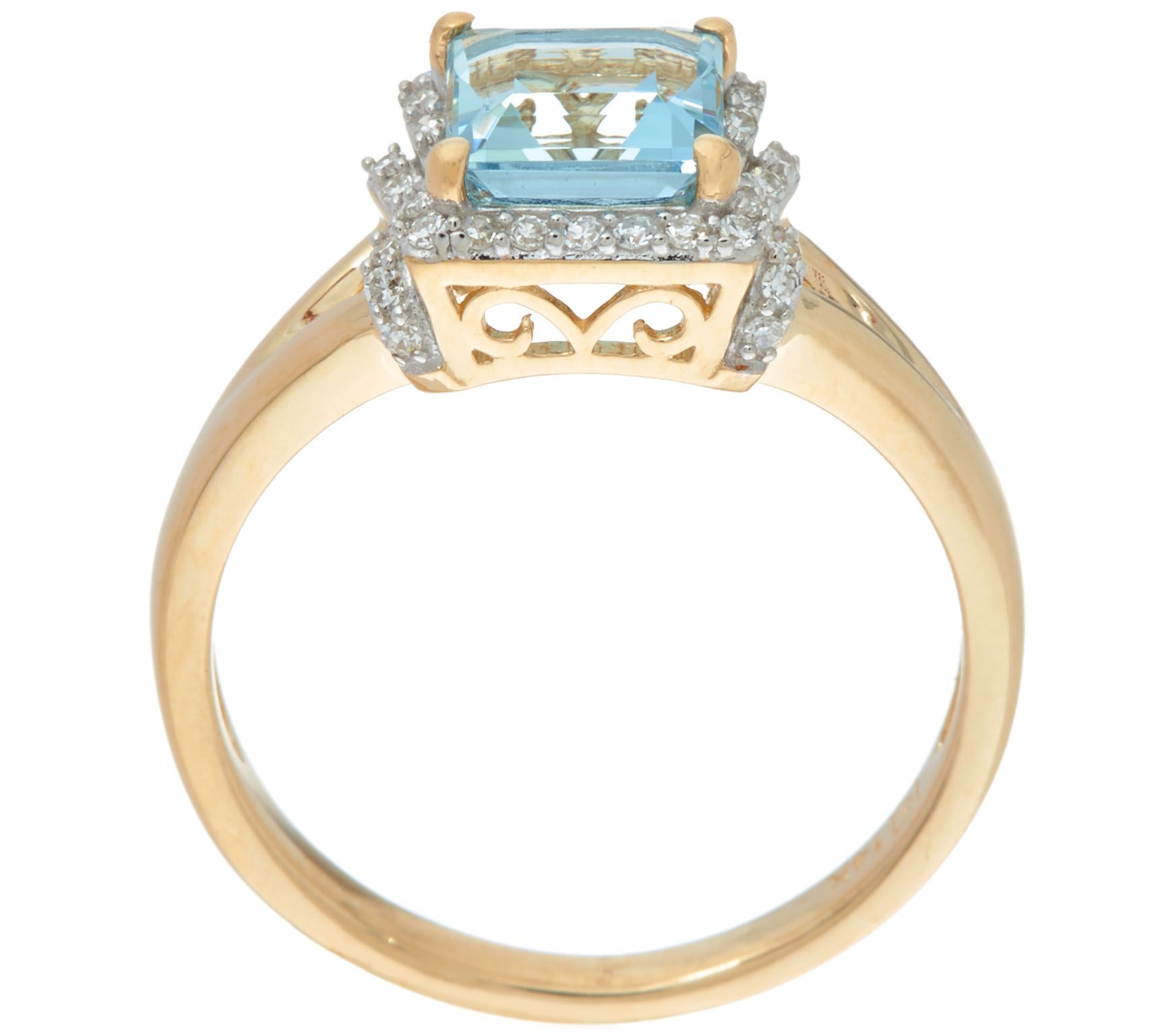 Santa Maria Aquamarine & Diamond Ring 14K Gold, 0.75 ct - QVC.com