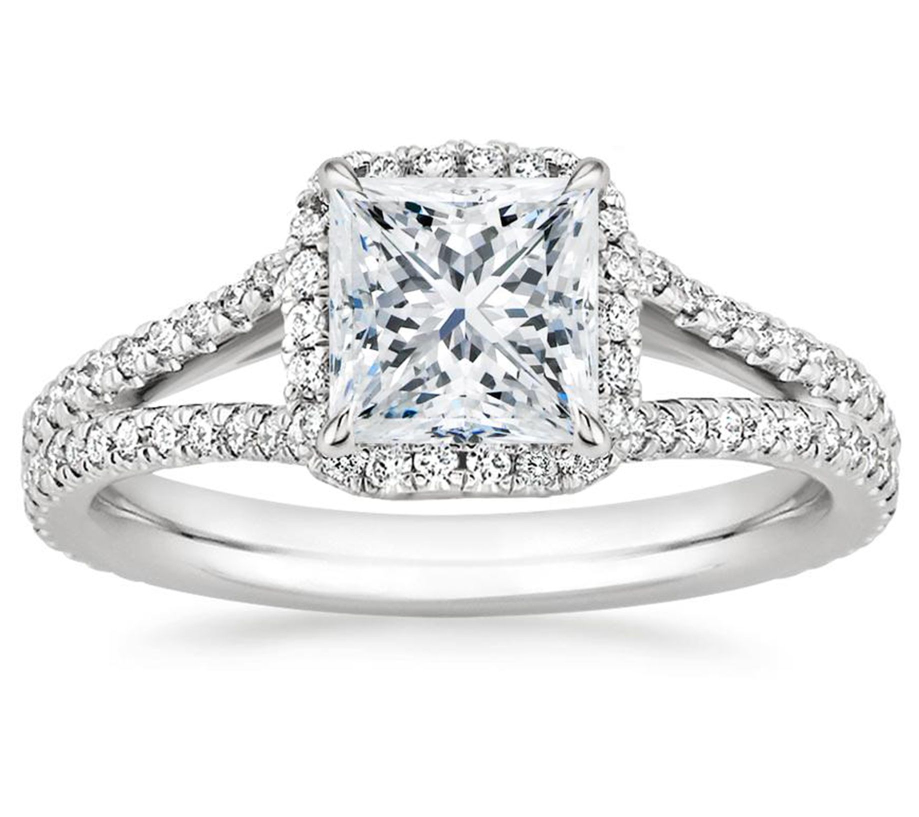 Diamonique Split Shank Engagement Ring, Sterling Silver - QVC.com