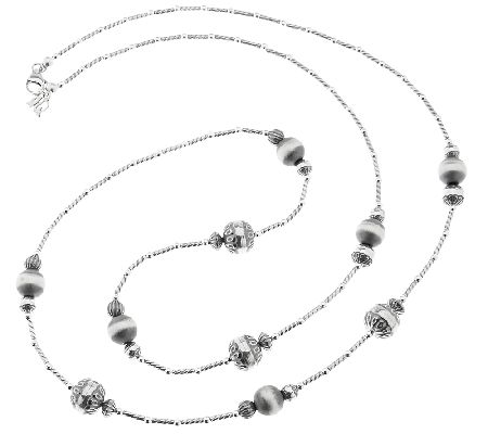 American West Stamped Bead Sterling 36" Station Necklace - QVC.com