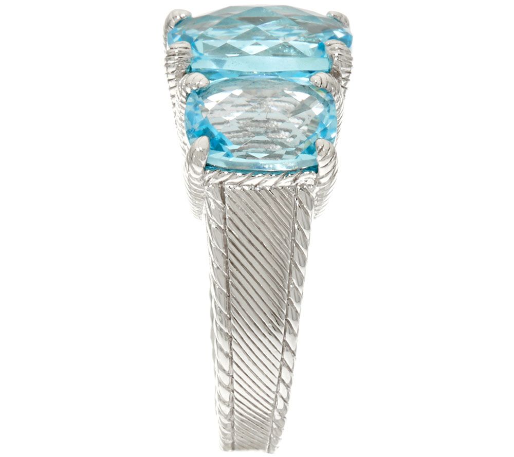 "As Is" Judith Ripka Sterling 7.80 cttw Blue Topaz 3-Stone Ring - QVC.com