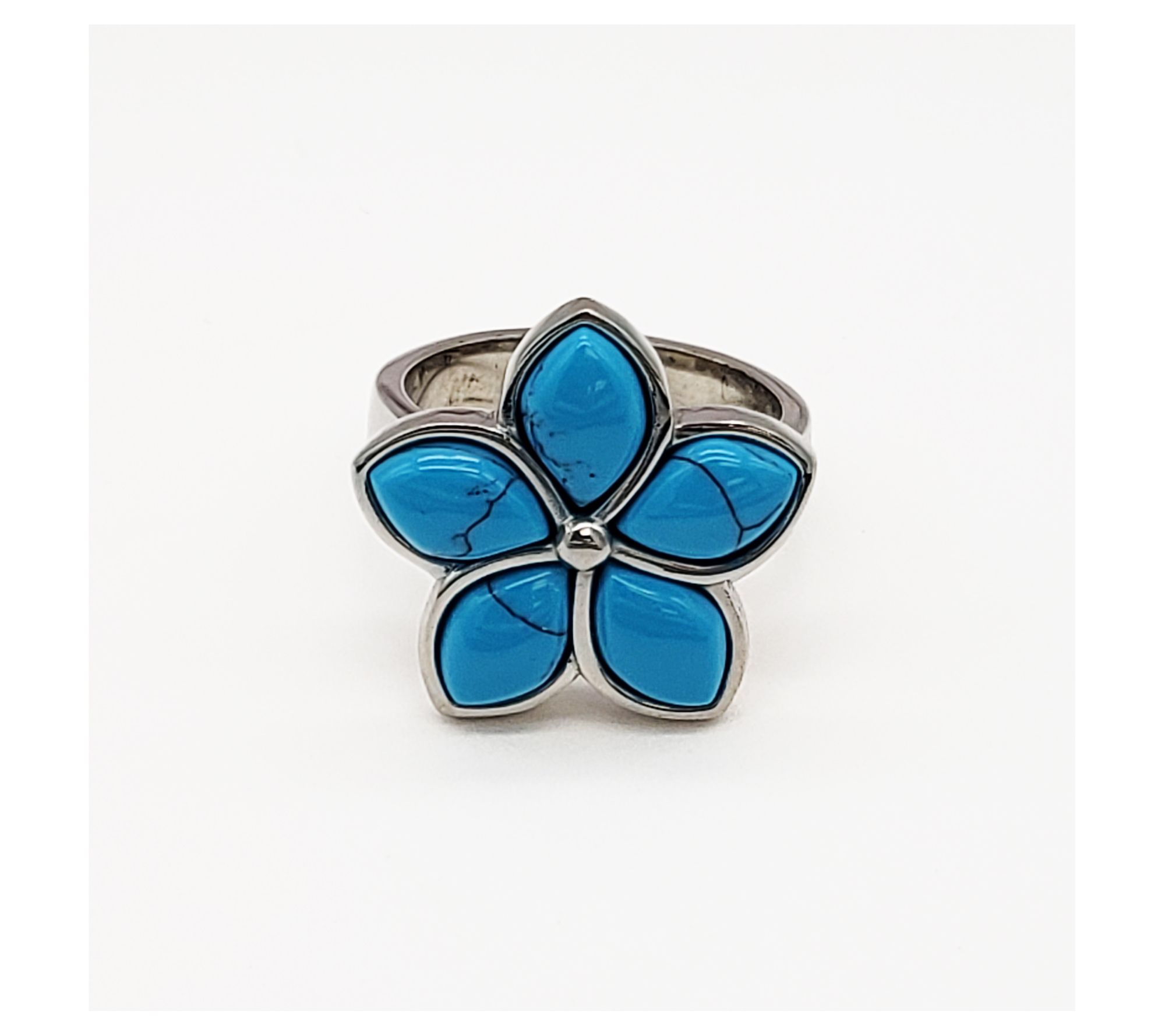 Steel by Design Howlite Flower Ring - QVC.com