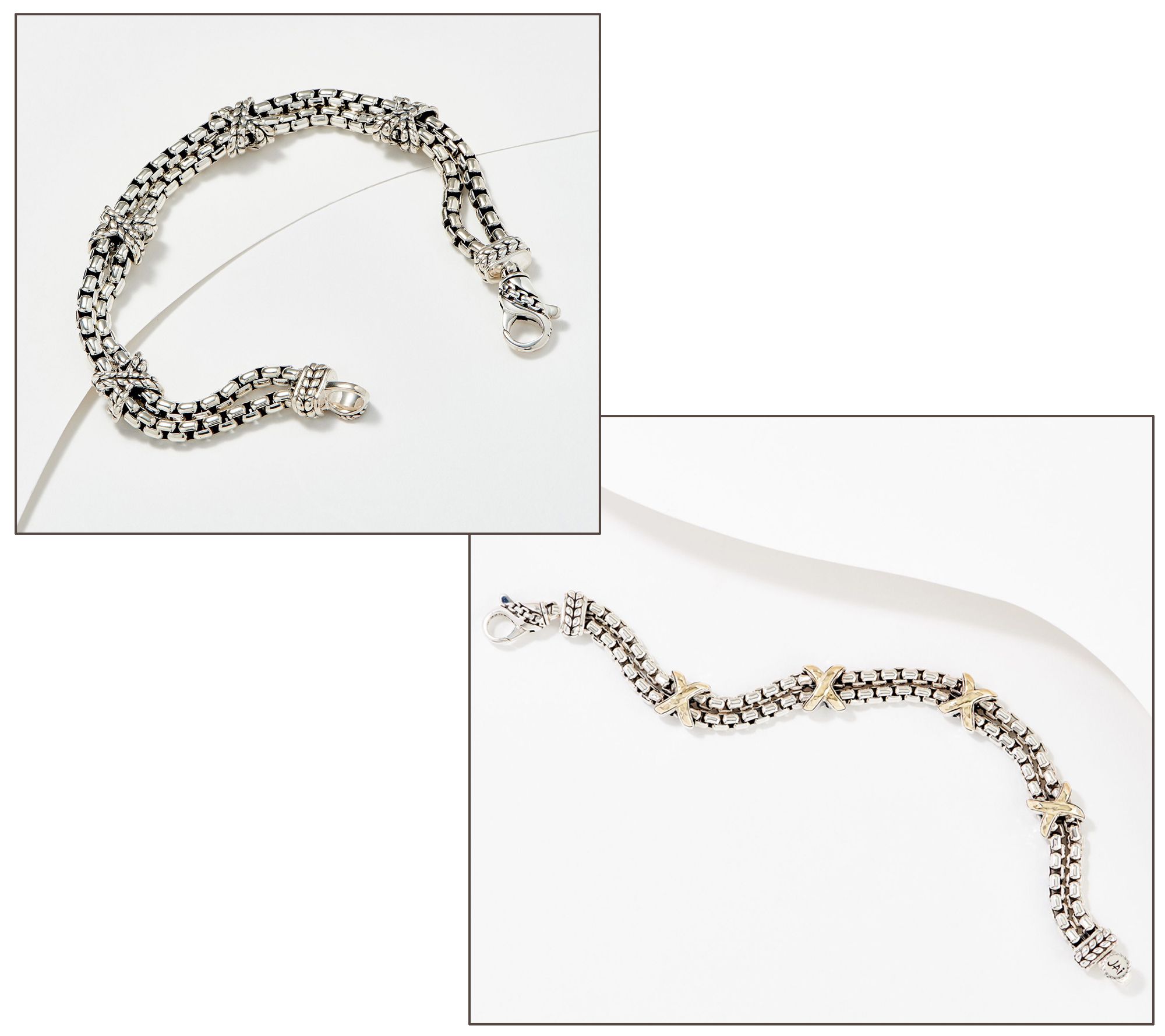 JAI Double Box Chain Bracelet, Sterling or SS and 14K Gold - QVC.com