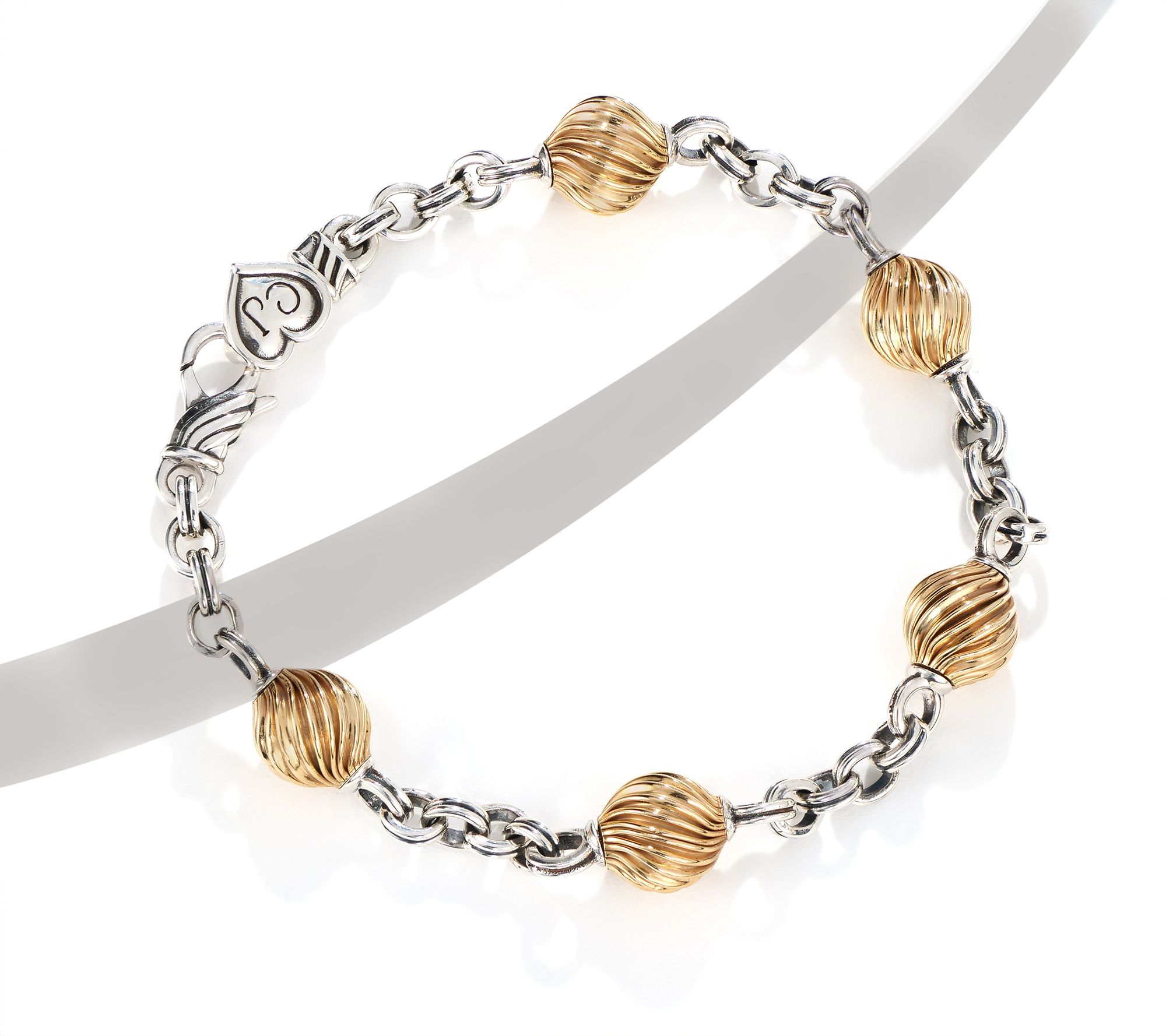 Christian James by Scott Grimes Two-Tone Bead Station Rolo Bracelet ...