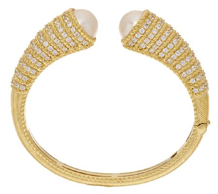 "As Is" Judith Ripka Sterling& 14K Clad Mabe Pearl & Diamonique Cuff ...