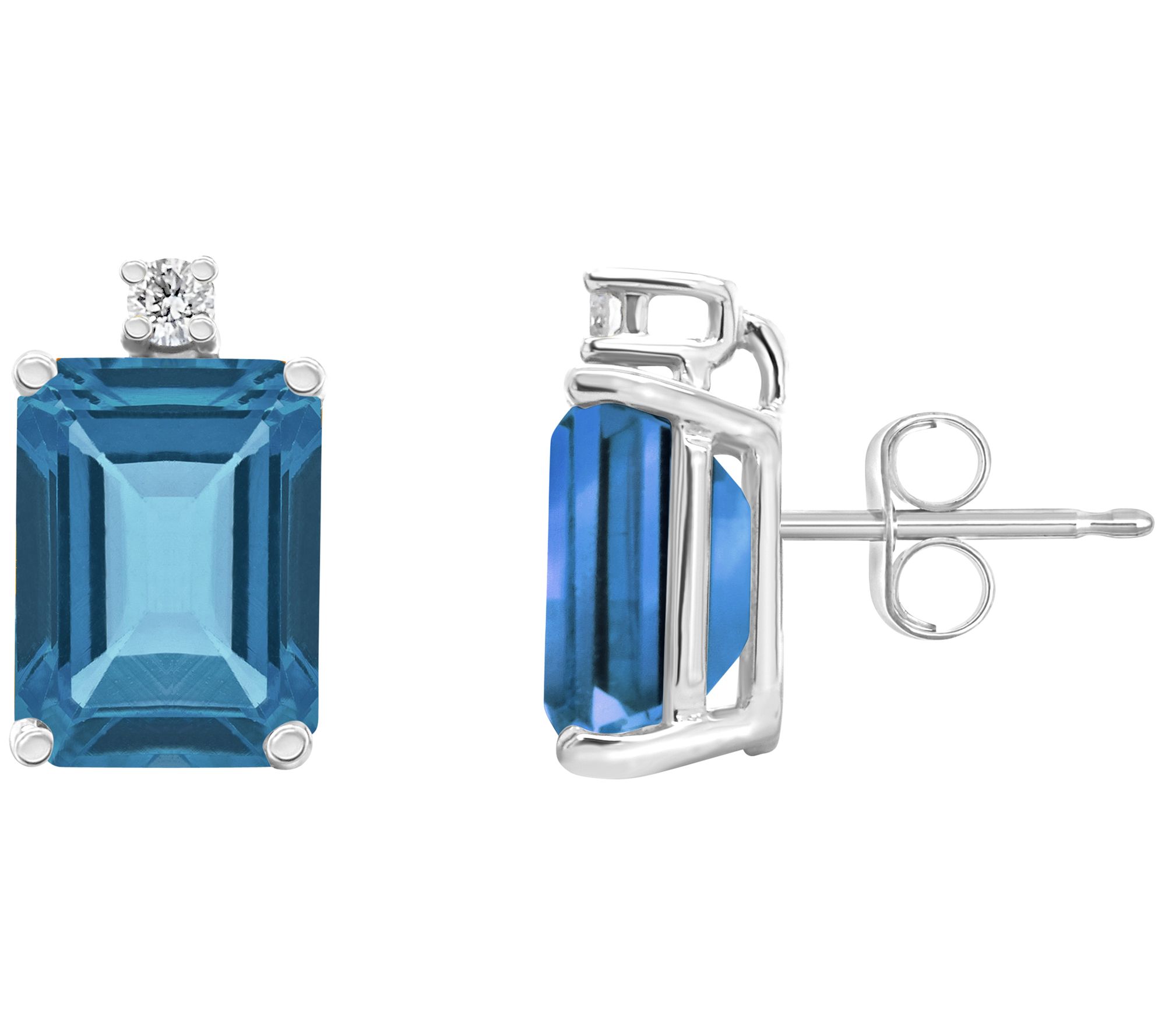 14K Gold 4.00 cttw London Blue Topaz Diamond Ac cent Earrings - QVC.com
