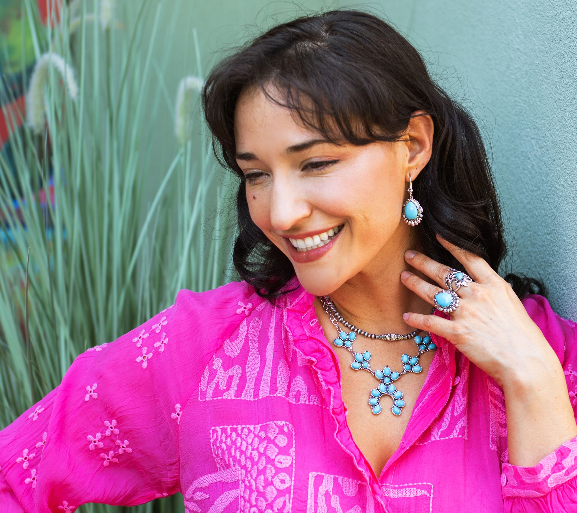 American West Sterling Silver Pear Kingman Turquoise Lever Back ...