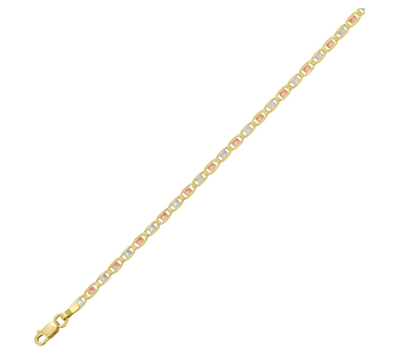 Tri-Color Diamond-Cut Valentino Chain 18" Necklace, 14K Gold - QVC.com