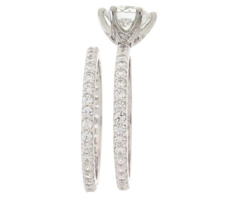 Epiphany Platinum Clad Diamonique 100-Facet 2-pc. Ring Set - QVC.com