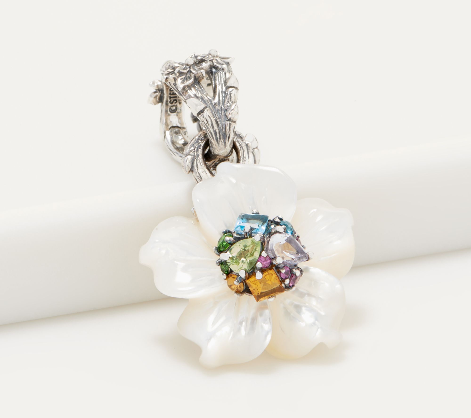 "As Is" Stephen Dweck Sterling Silver & Gemstone Flower Enhancer - QVC.com