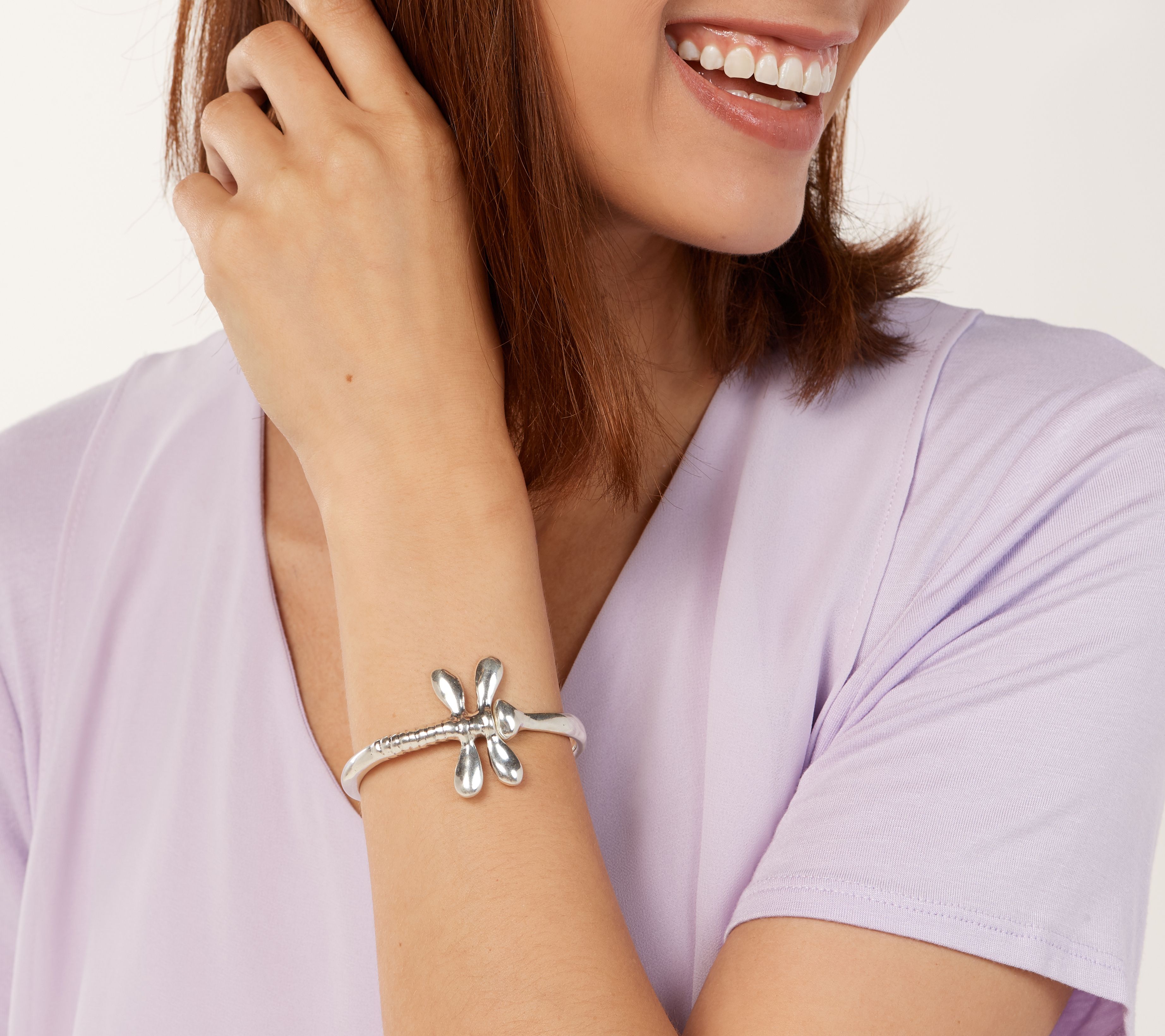 "As Is" UNOde50 Silvertone Dragonfly Cuff- Fly Fly - QVC.com