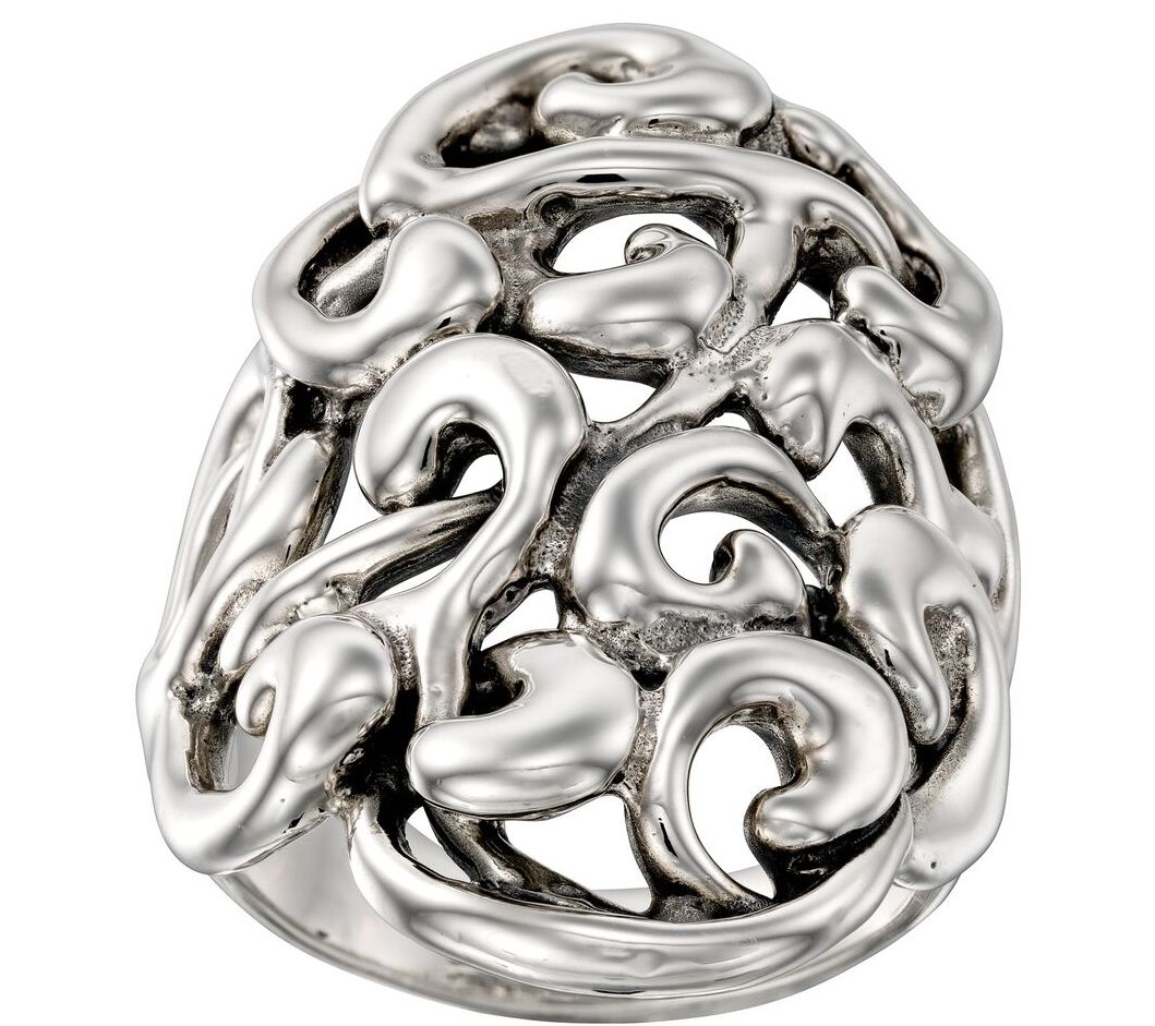 Hagit Sterling Silver Swirled Ribbon Ring - QVC.com