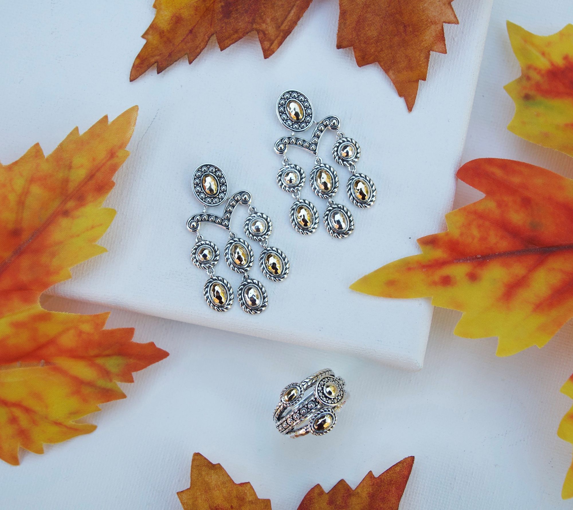 "As Is" JAI Sterling Silver 14K Gold Kalahari Earrings - QVC.com