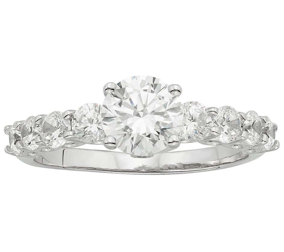 Diamonique 0.70 cttw Engagement Ring, Sterling Silver - QVC.com