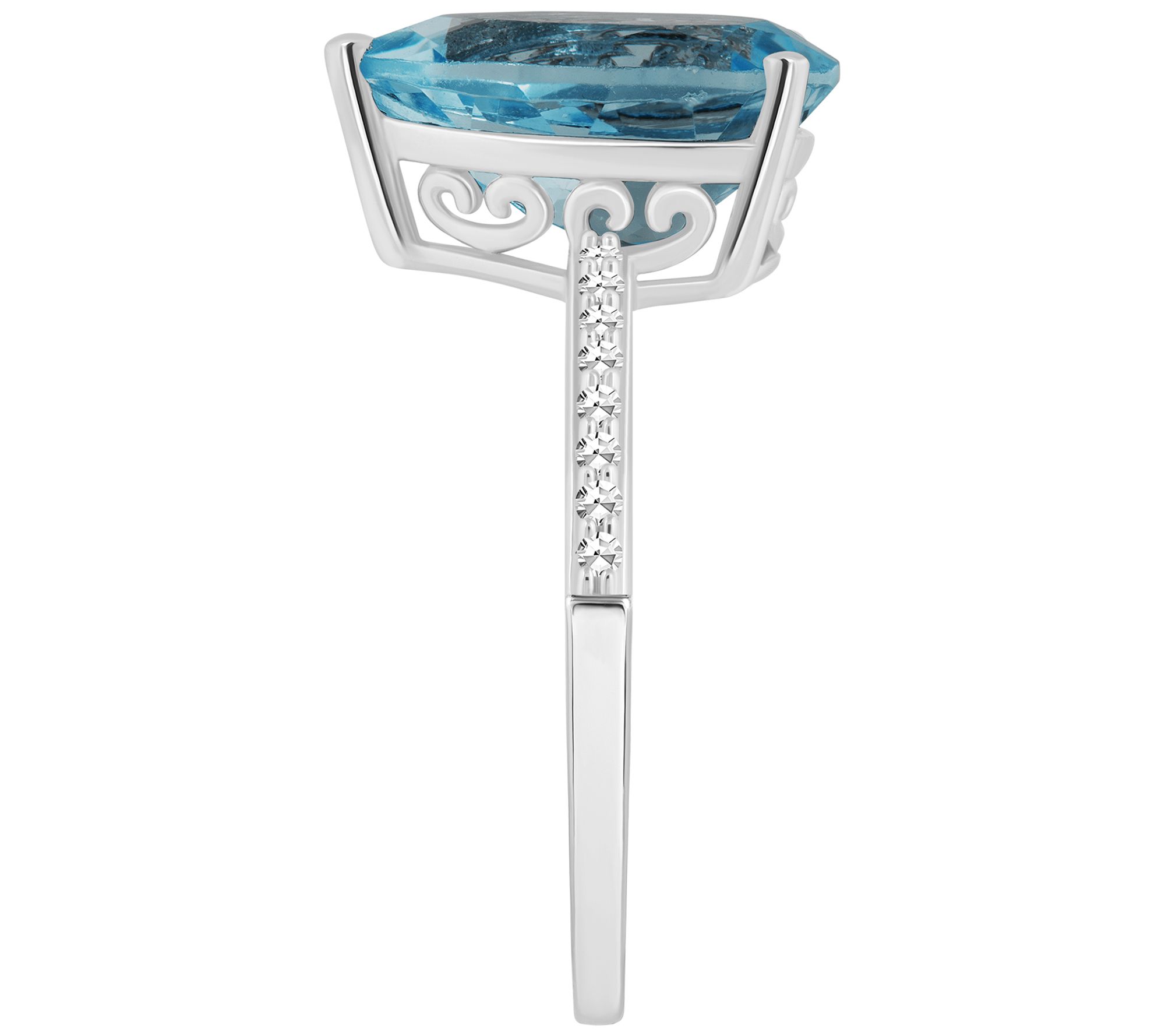 Affinity Gems Pear Blue Topaz & Diamond Ring, Sterling - QVC.com