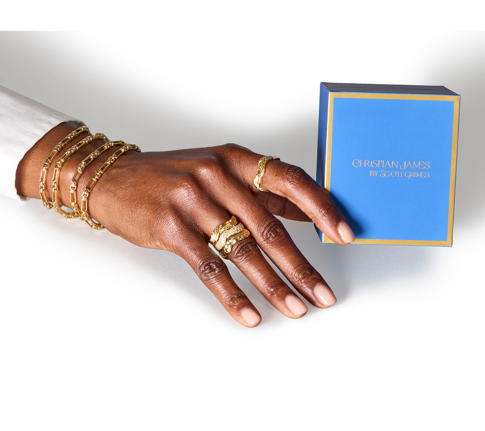 Christian James by Scott Grimes 18K Gold Clad Ripple Stack Ring - QVC.com