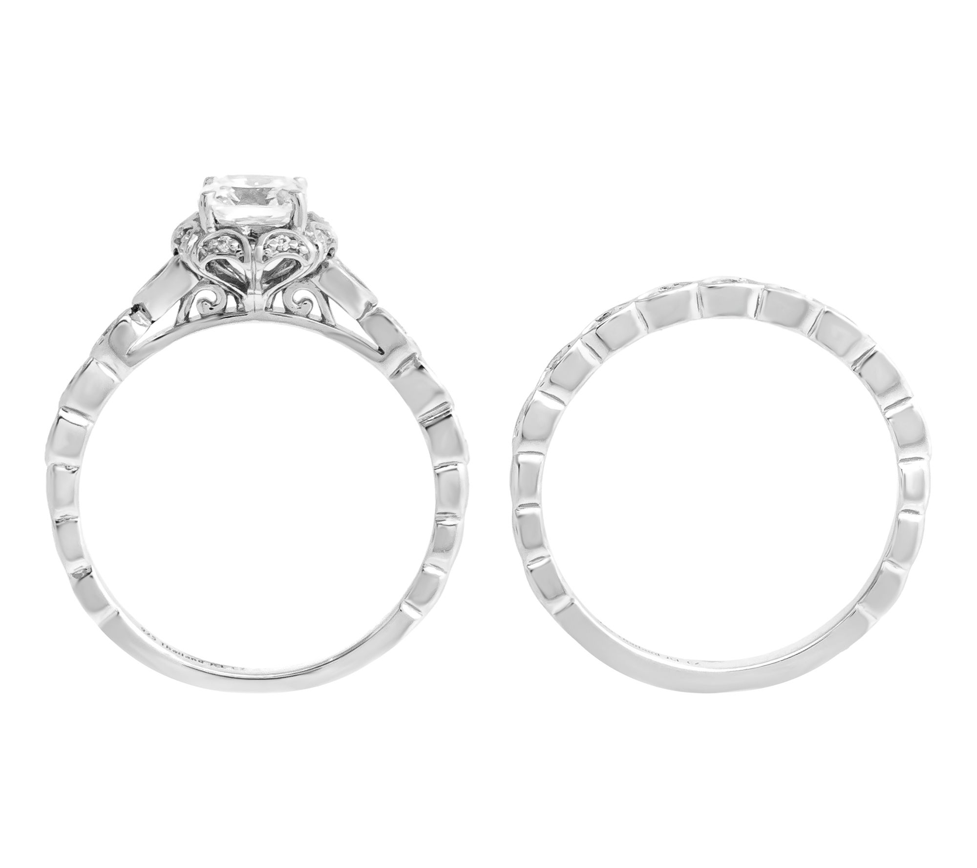 Diamonique 2-Piece Bridal Set Ring, Sterling Silver - QVC.com