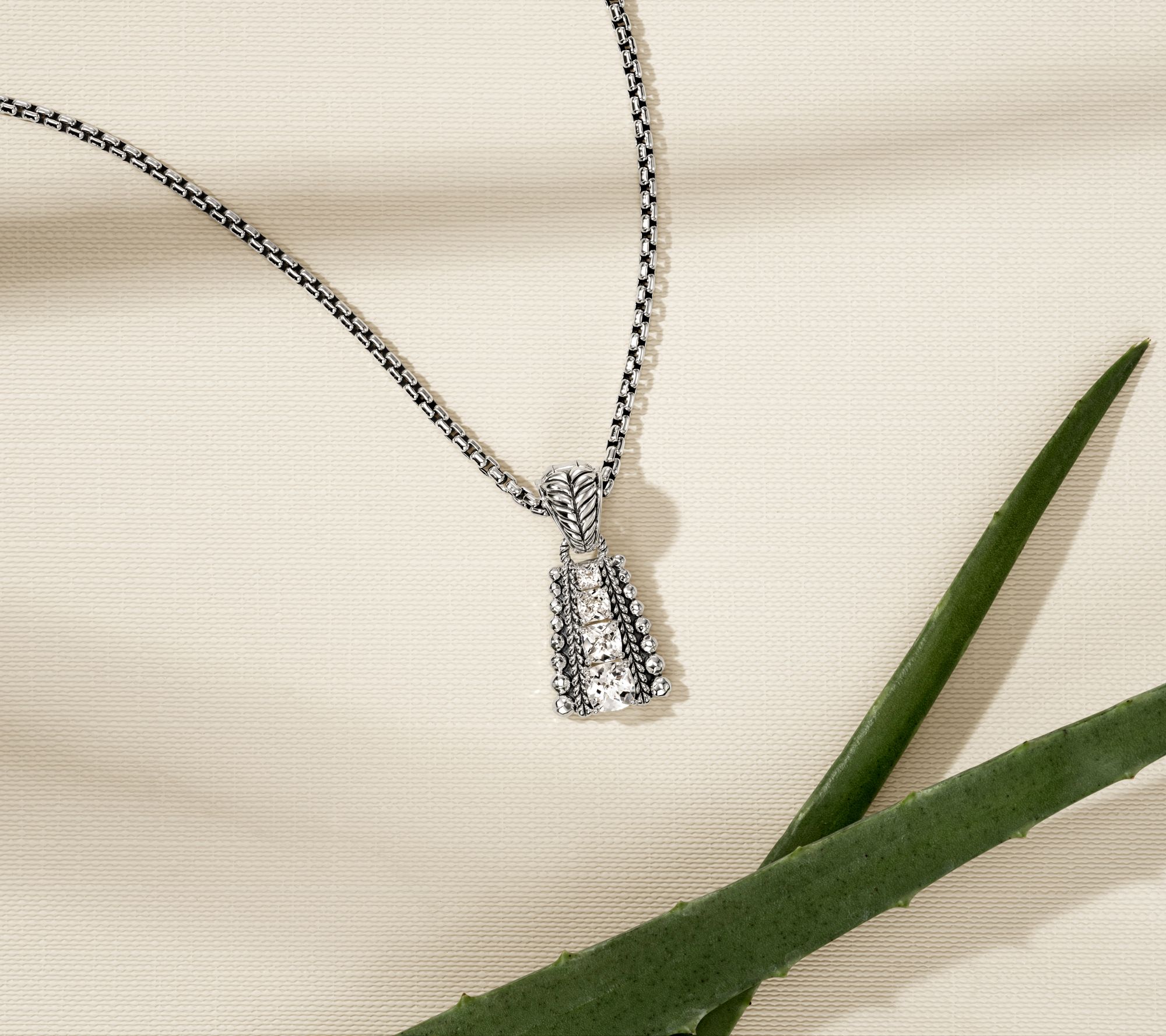 JAI Sterling Silver Gemstone and Hammered Bead Enhancer - QVC.com