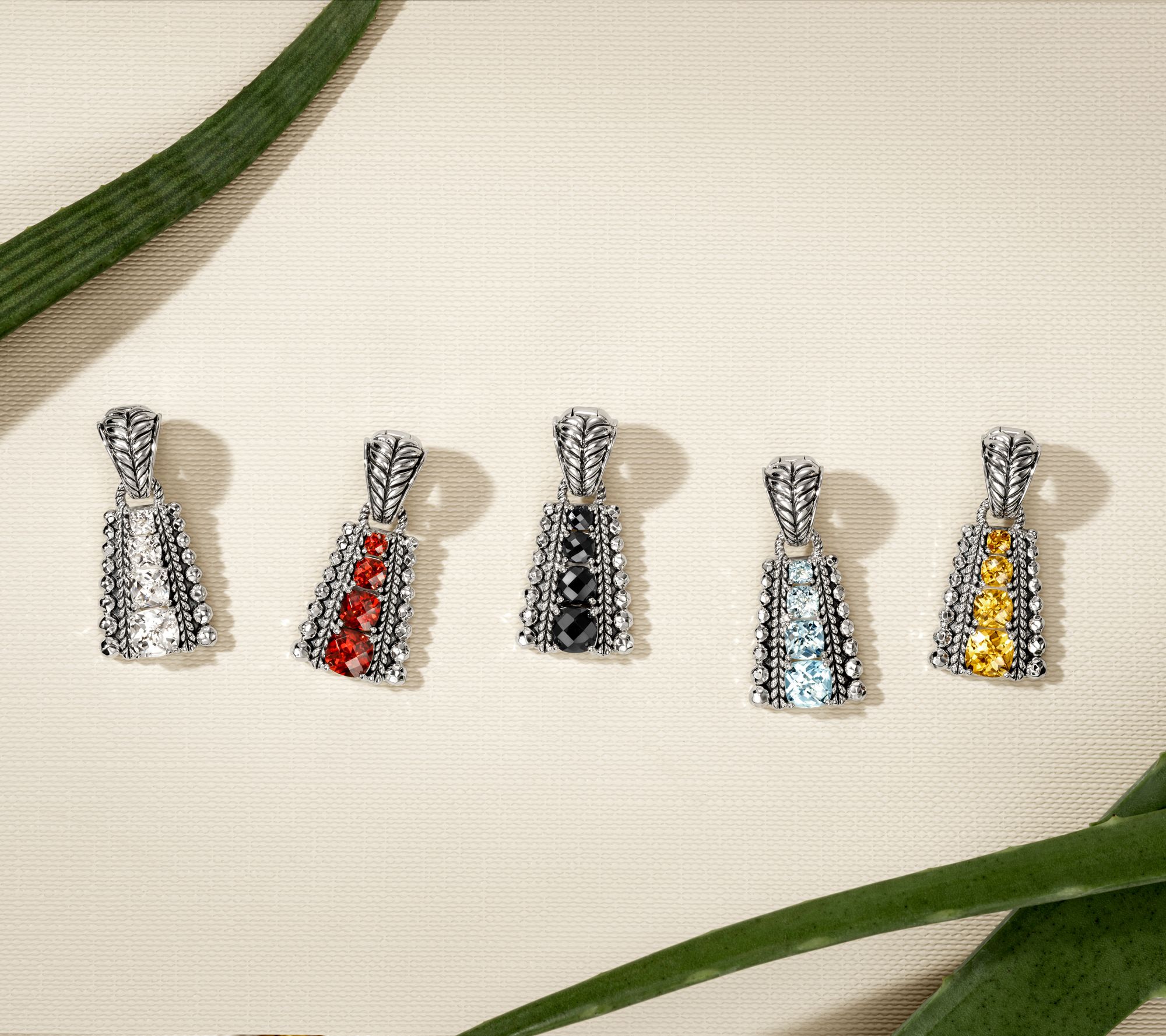 JAI Sterling Silver Gemstone and Hammered Bead Enhancer - QVC.com