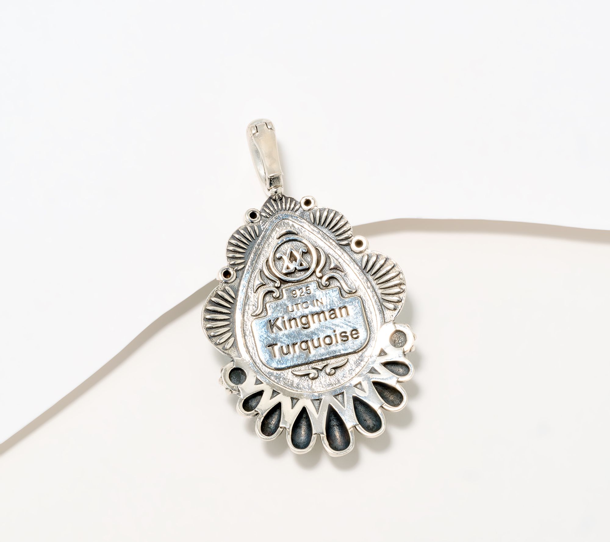 American West Sterling Silver Pear Kingman Turquoise Enhancer - QVC.com