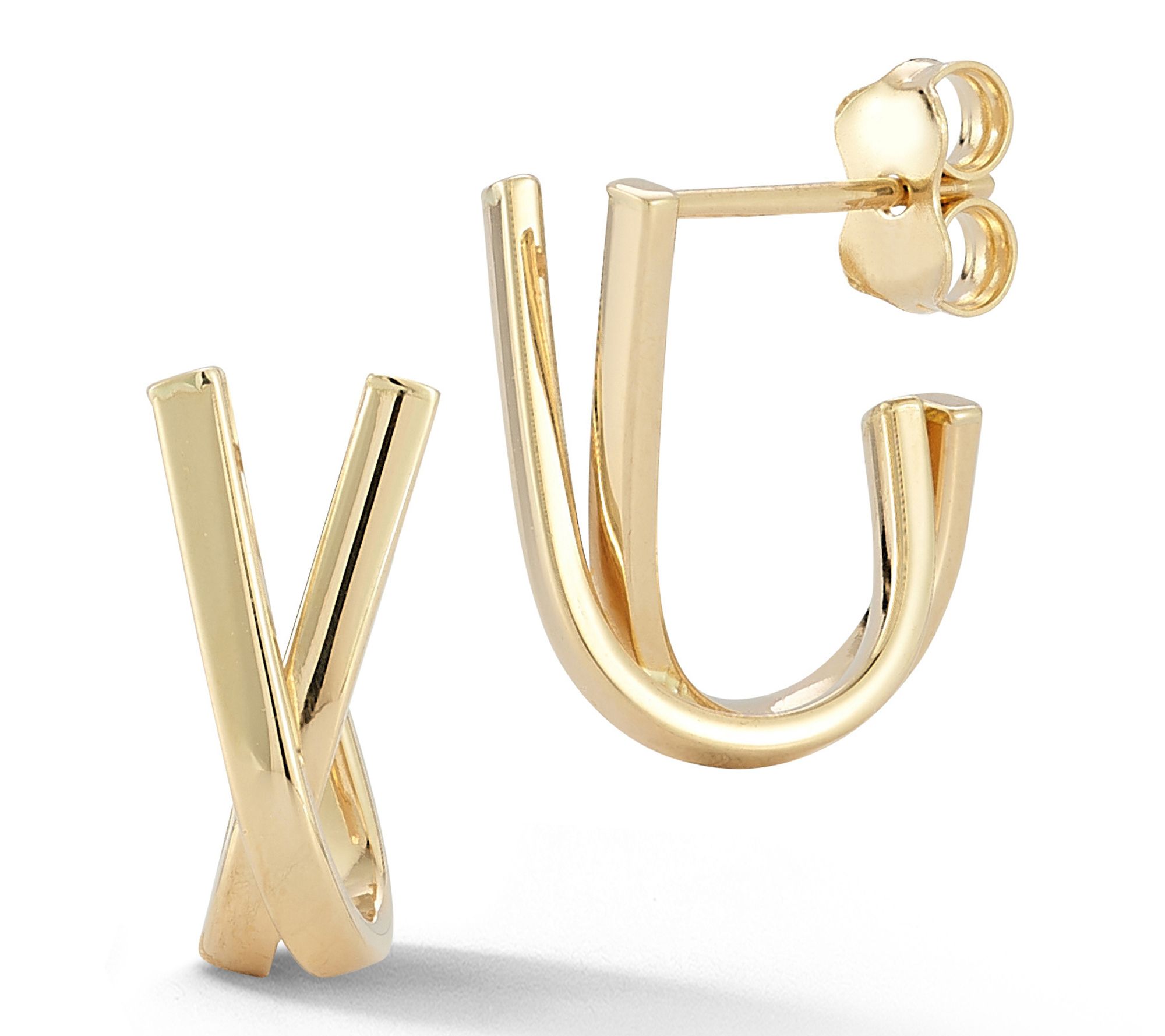 Luminosa Gold Criss Cross J-Hoop Earrings, 14K - QVC.com