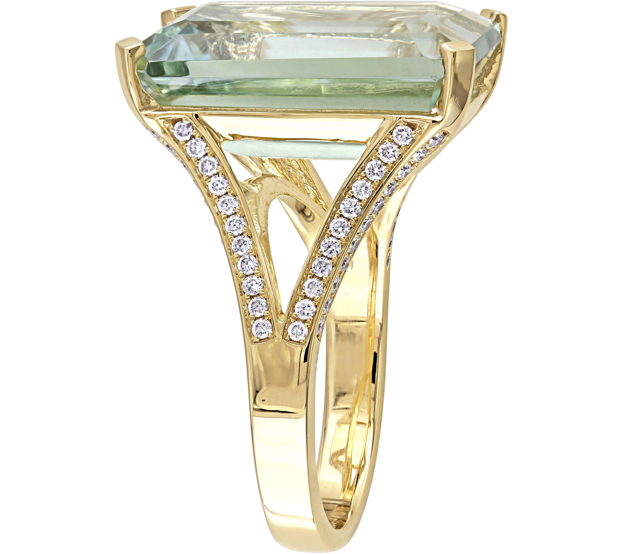 Bellini 14K 15.00 ct Green Quartz & 1/2 cttw Diamond Ring - QVC.com