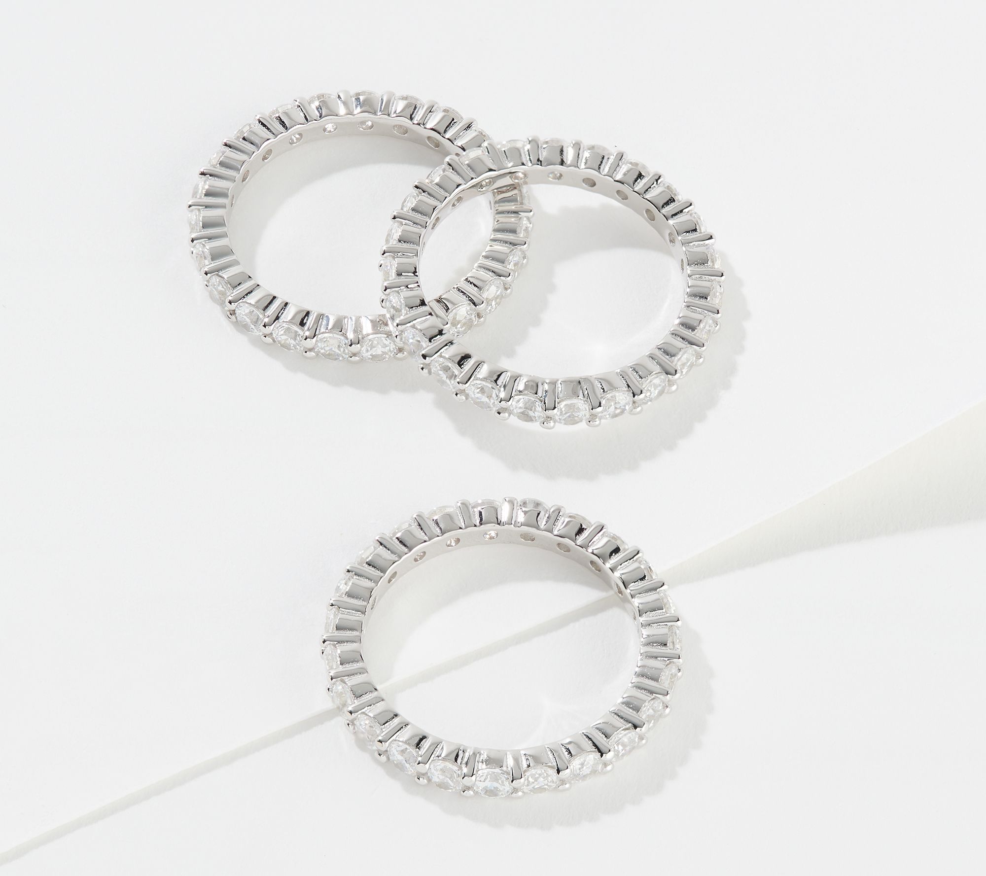 "As Is" Diamonique Set of 3 Stackable Band Rings, Sterling Silver - QVC.com