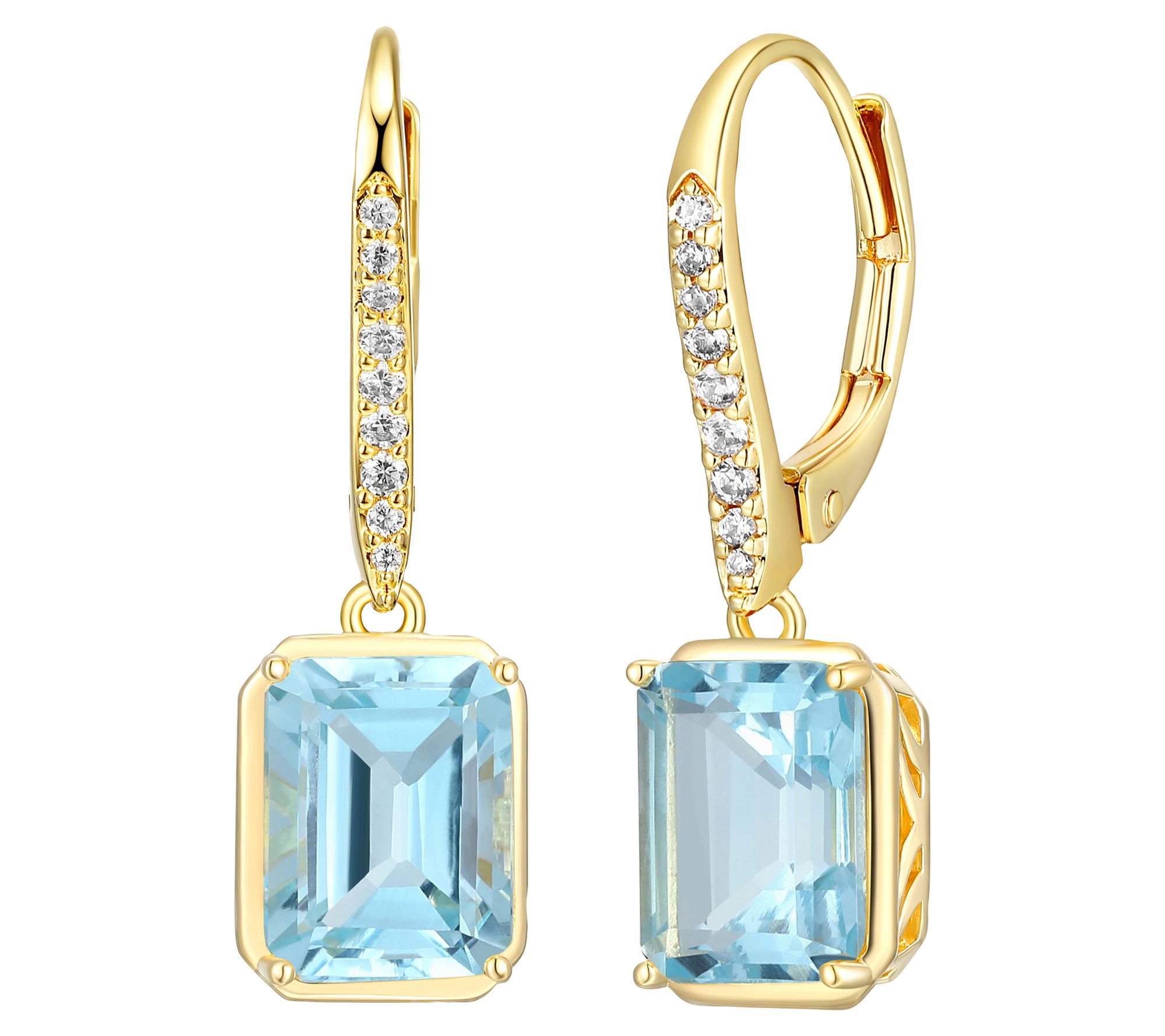 Affinity Gems Blue & White Topaz Earrings, 18K Gold Plated - QVC.com