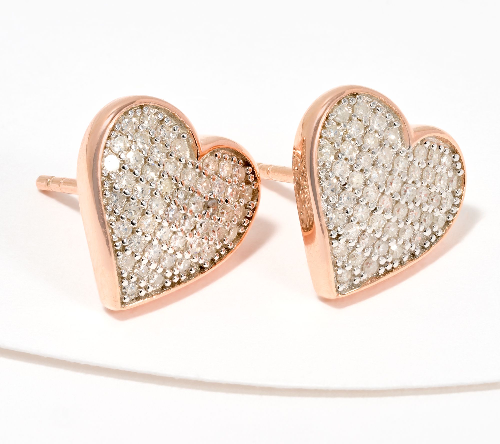 "As Is" Affinity Diamonds Heart Stud Earrings 0.50cttw, Sterl - QVC.com