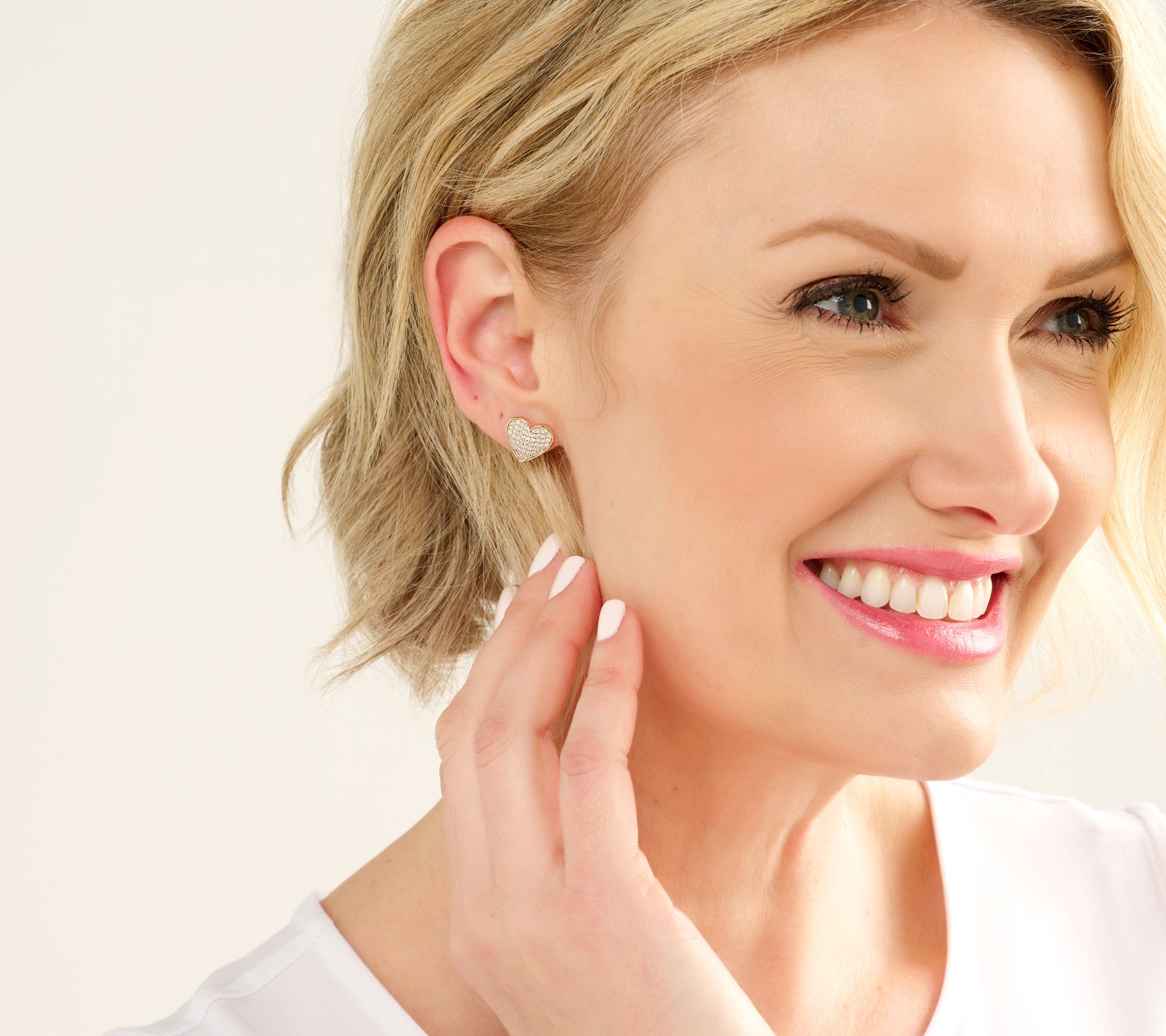 "As Is" Affinity Diamonds Heart Stud Earrings 0.50cttw, Sterl - QVC.com