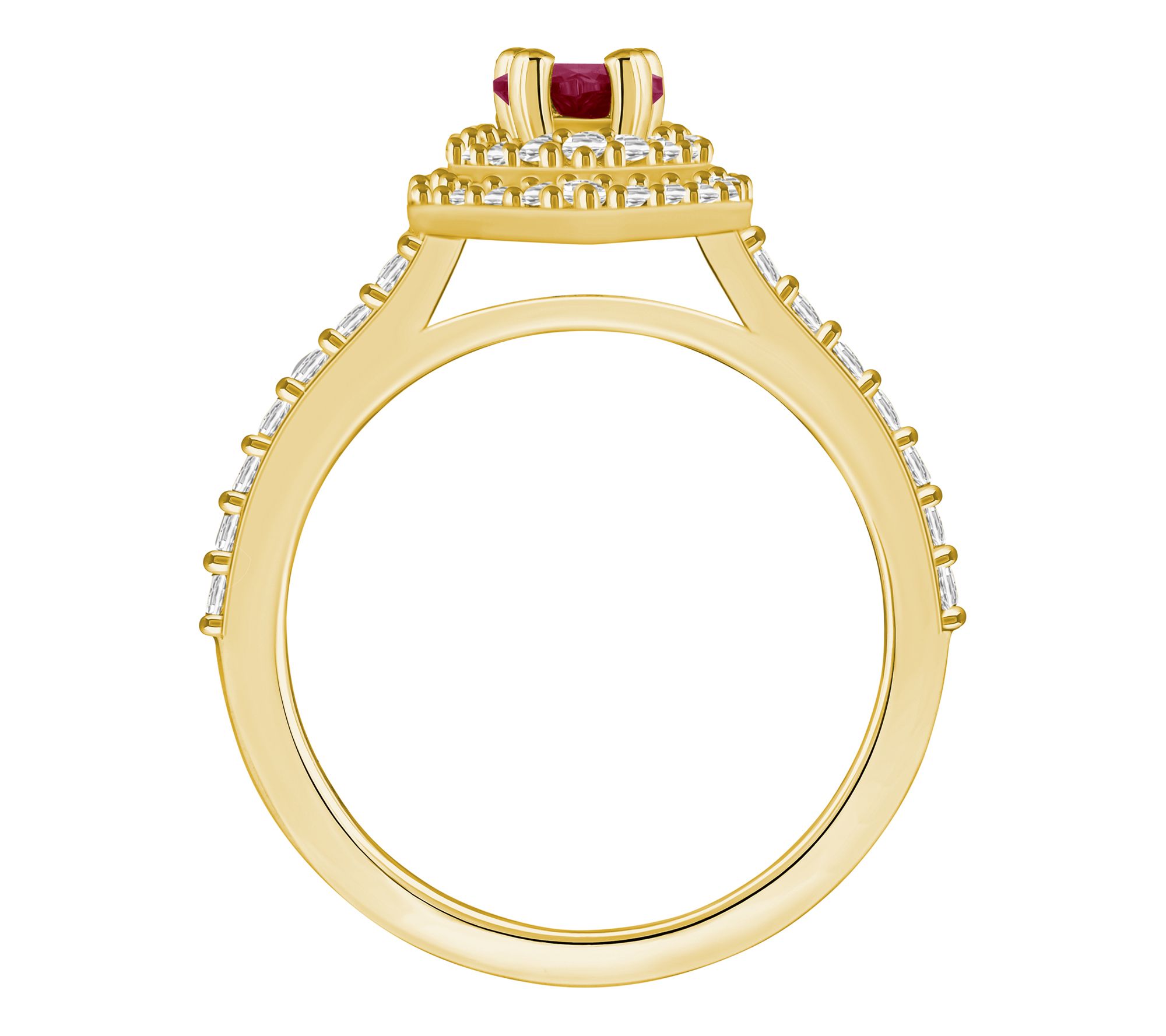 Affinity Gems Pear Ruby & Double Diamond Halo Ring, 14K Gold - QVC.com
