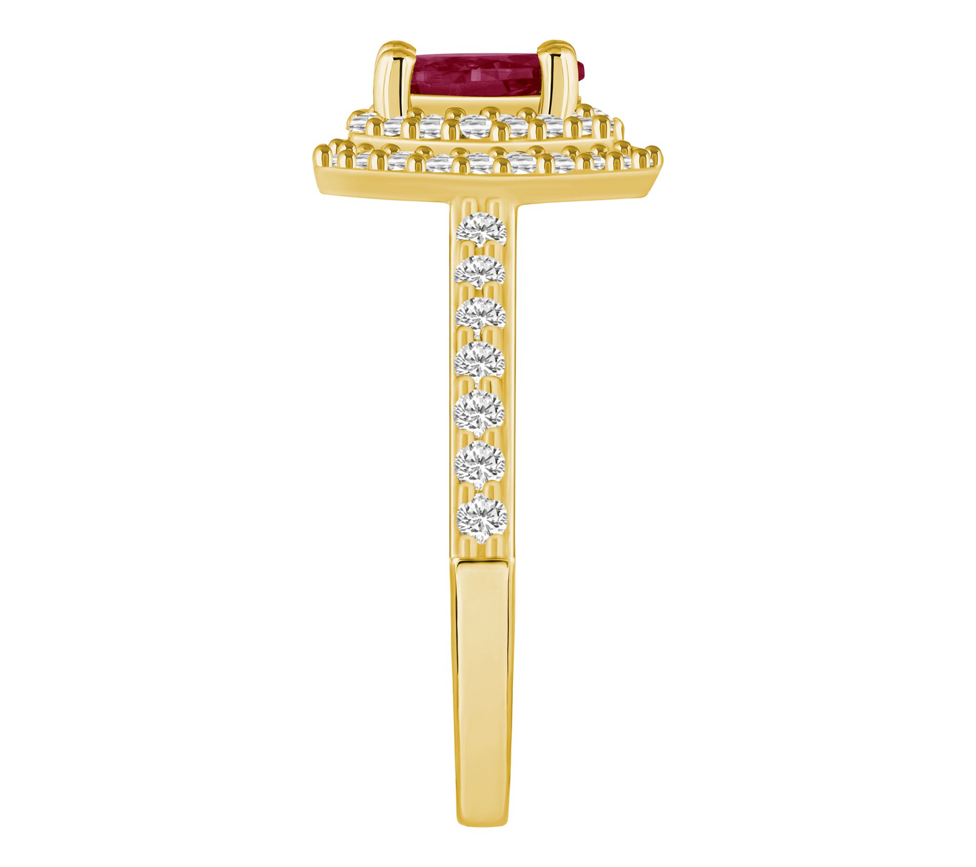 Affinity Gems Pear Ruby & Double Diamond Halo Ring, 14K Gold - QVC.com