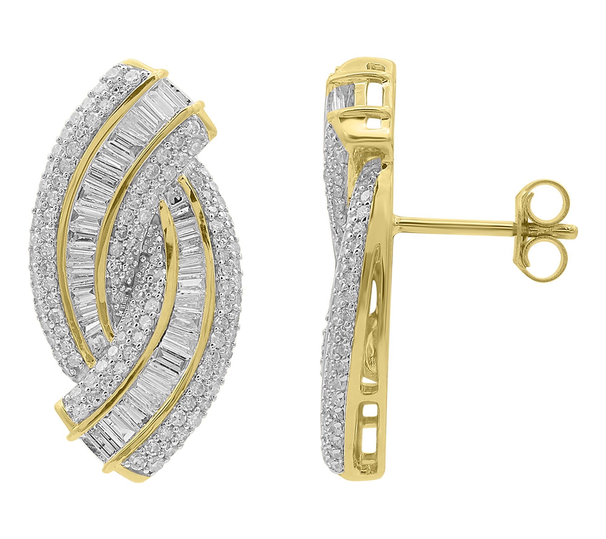 Affinity Diamonds 2.00 cttw Baguette Earrings, 14K Gold - QVC.com