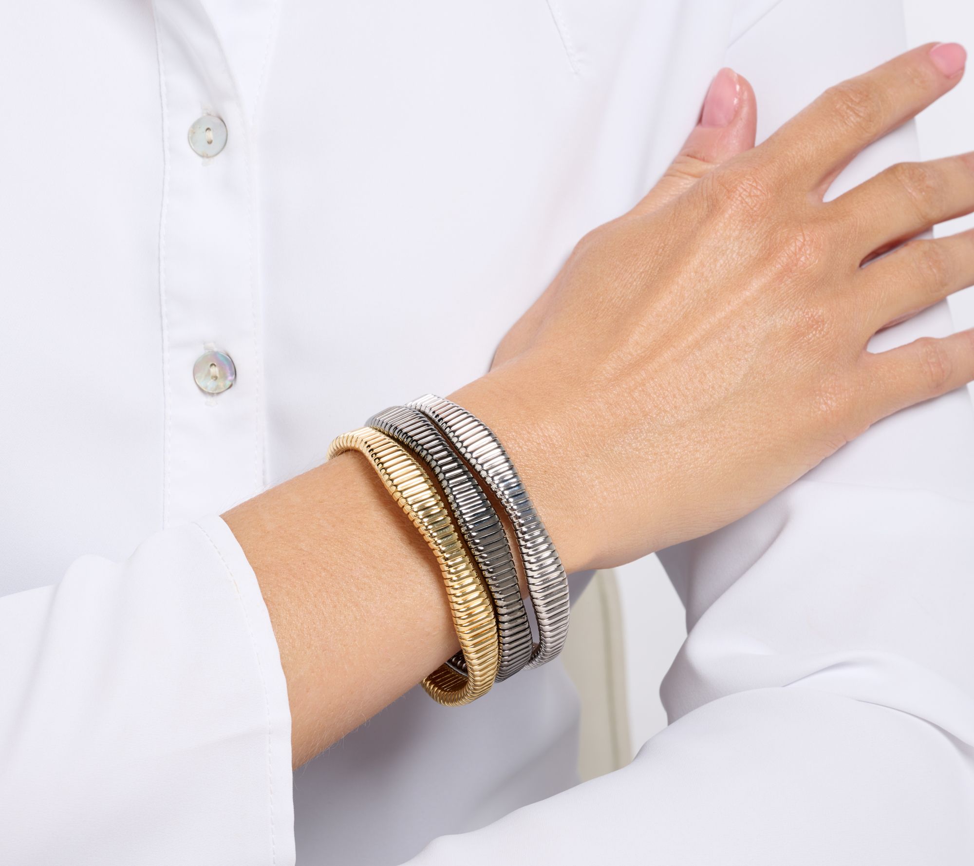 David Markstein Bronze Bold 3-Row Tubogas Cuff Bracelet - QVC.com