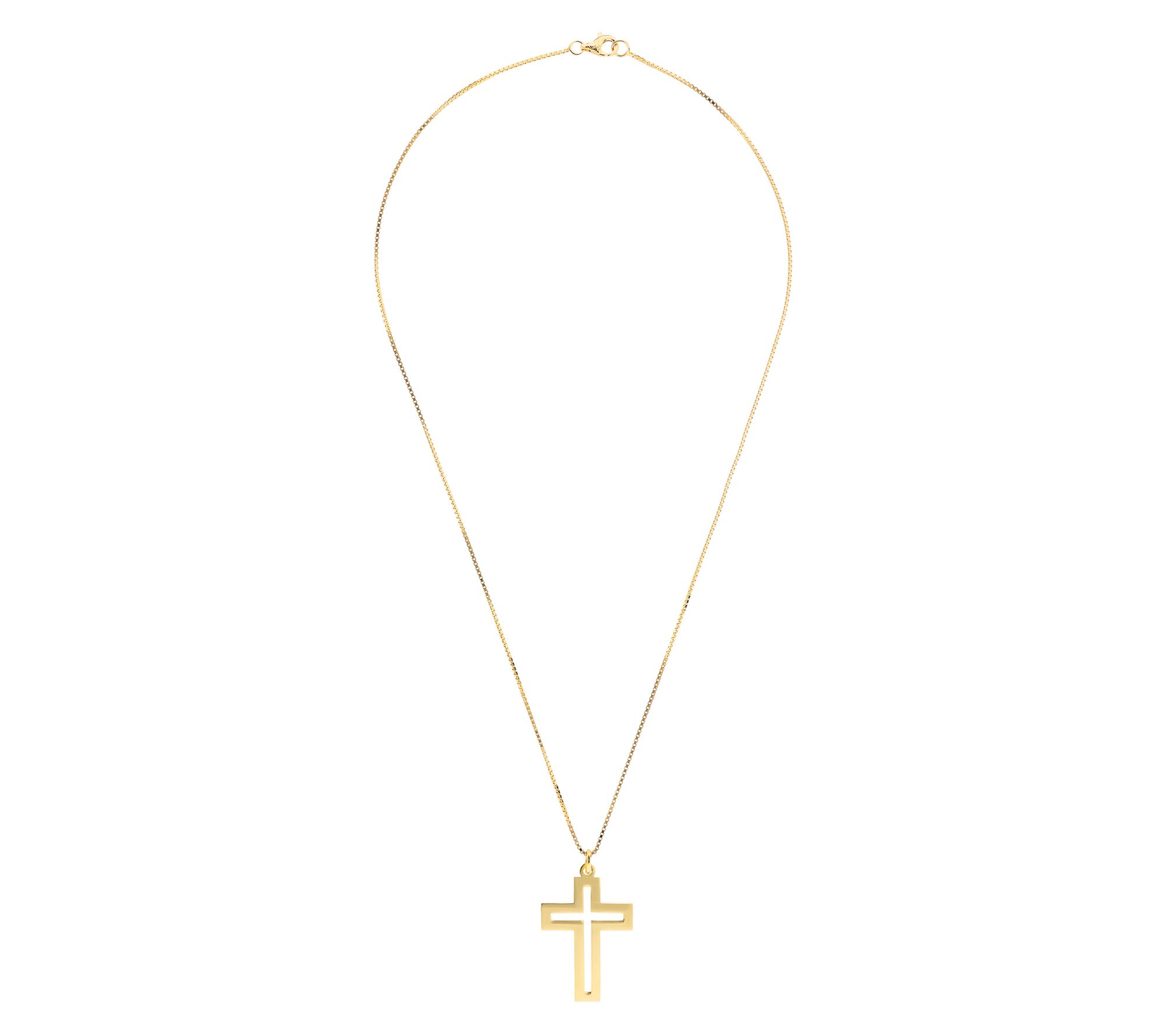 Ultrafine 950 Silver Polished Cross Pendant w/Necklace - QVC.com