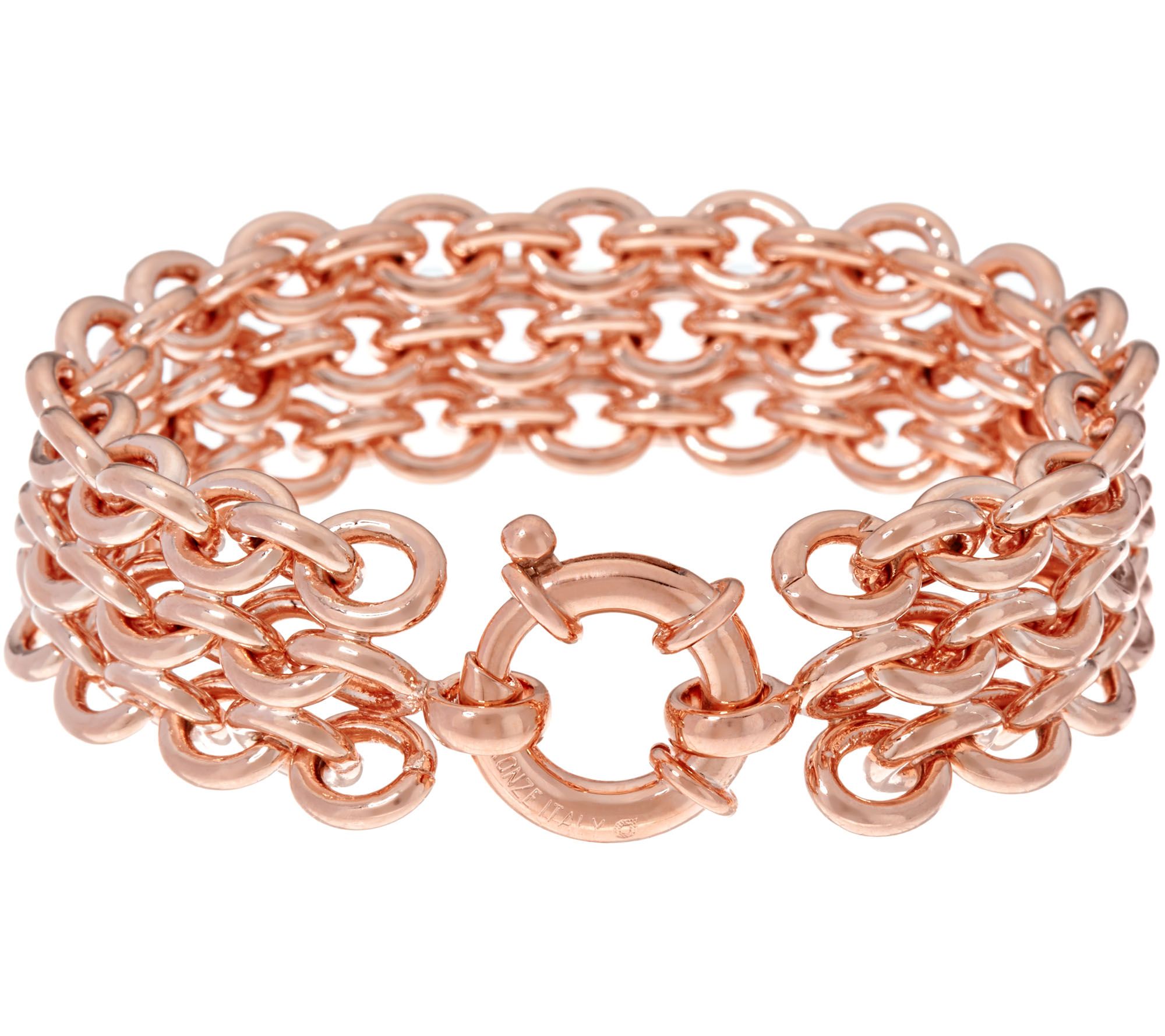 "As Is" Bronze Triple Rolo Link Bracelet By Bronzo Italia - QVC.com