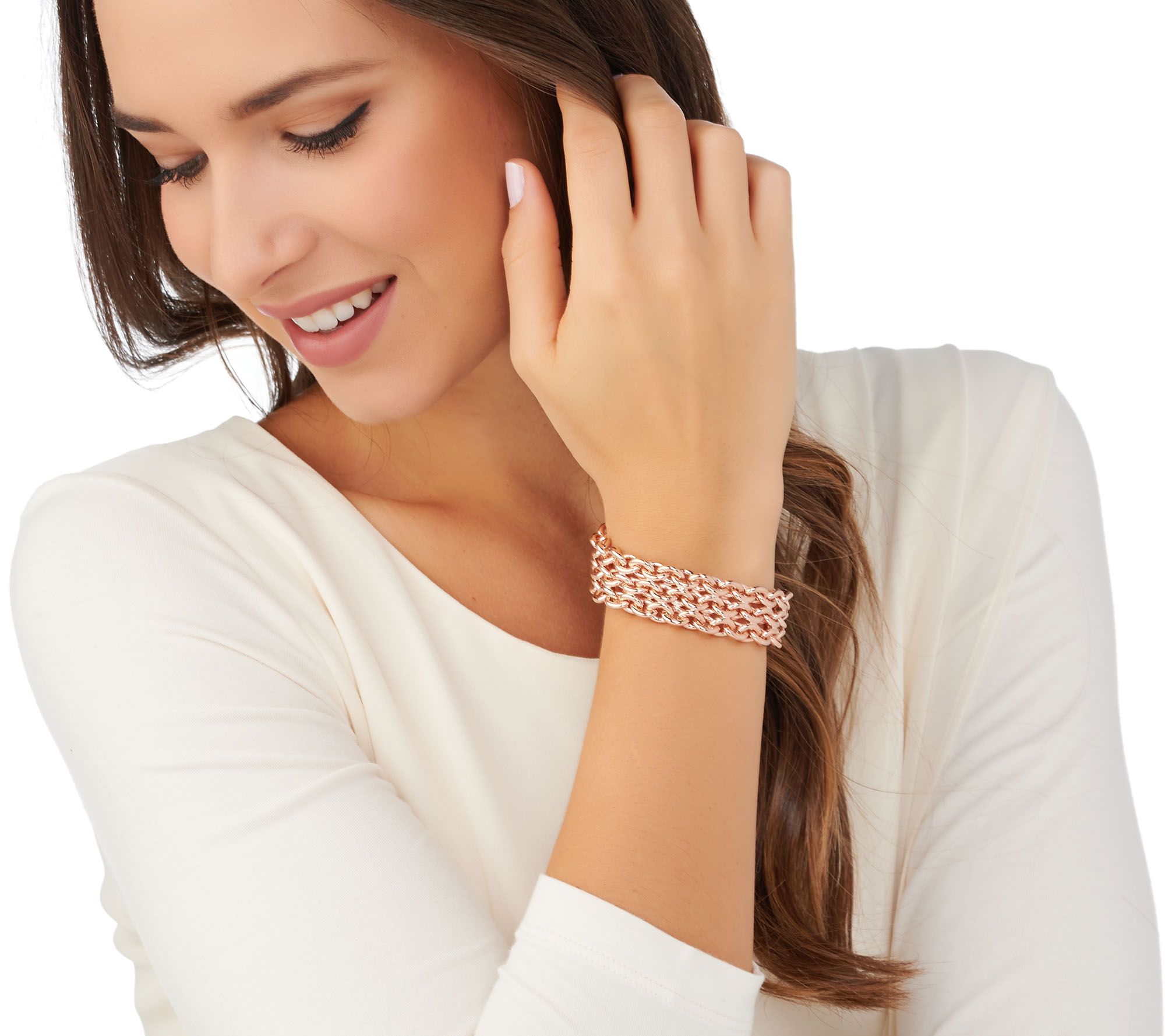 "As Is" Bronze Triple Rolo Link Bracelet By Bronzo Italia - QVC.com