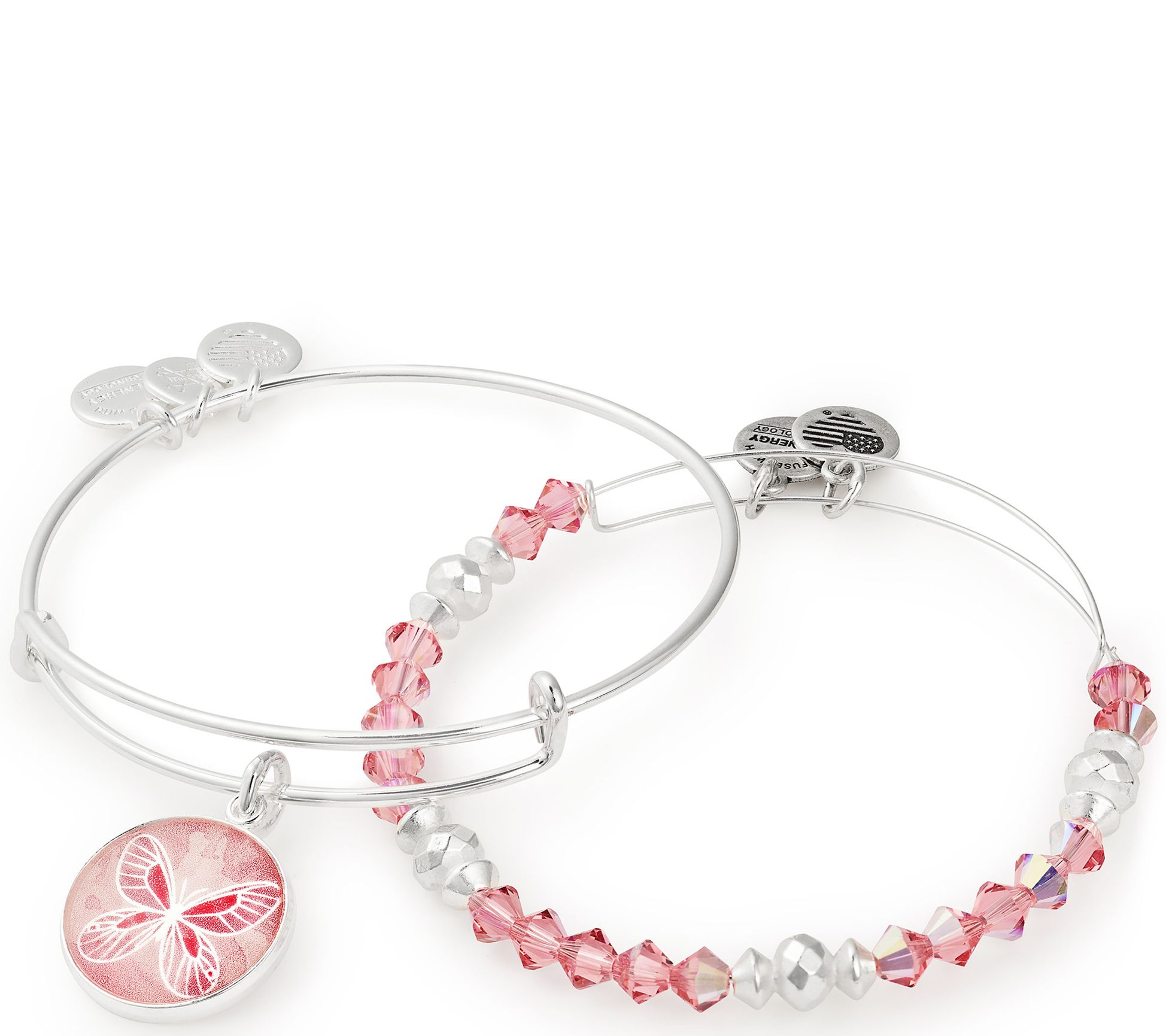 Alex and Ani Butterfly Art Infusion Set of 2 Bangles - QVC.com