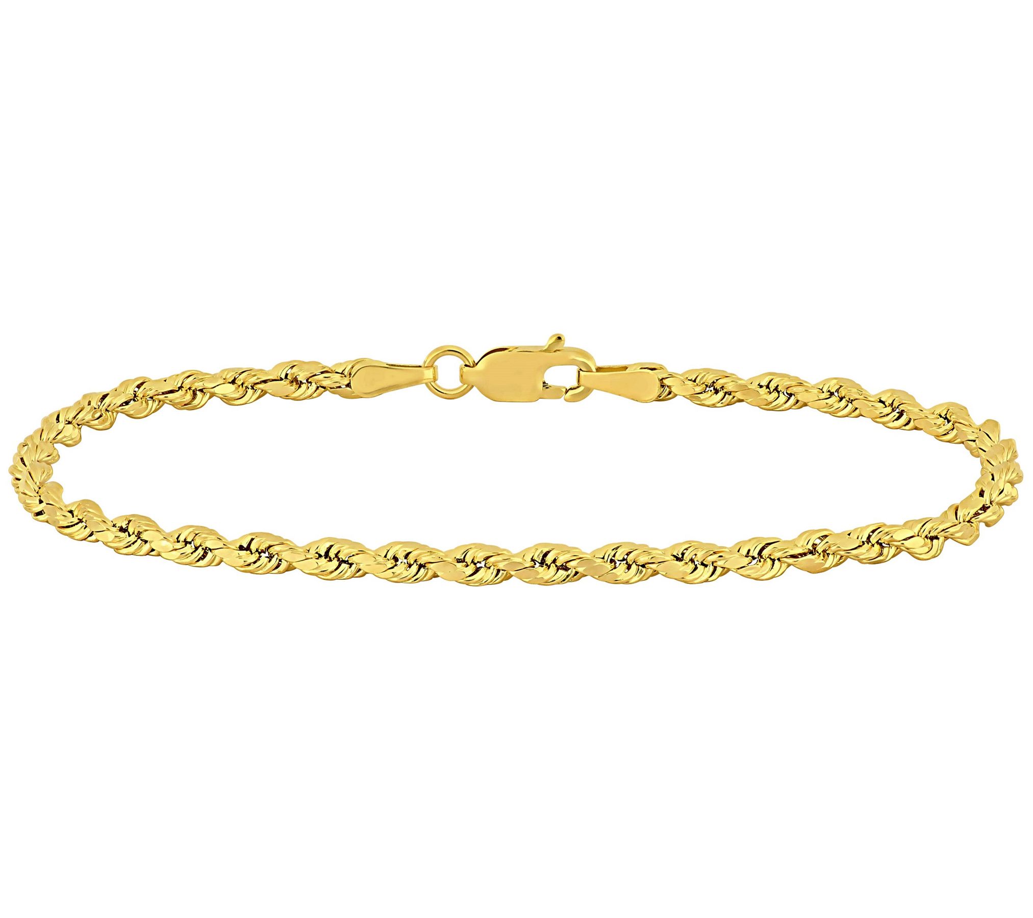 7-1/2" Rope Chain Bracelet, 14K Yellow Gold - QVC.com