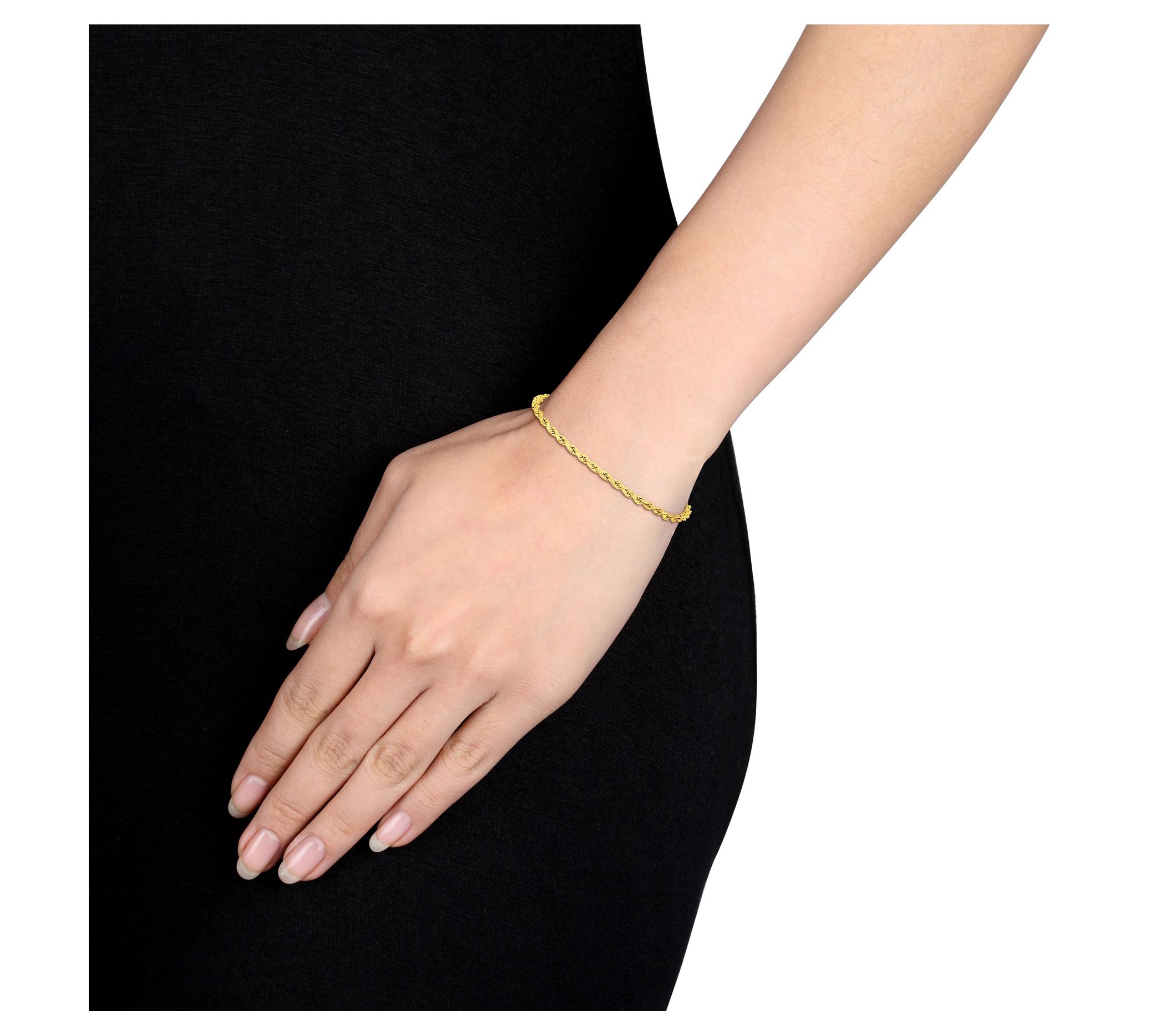 7-1/2" Rope Chain Bracelet, 14K Yellow Gold - QVC.com